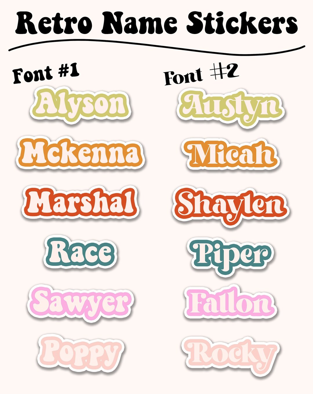 Retro Name Tags, Waterproof Personalized Sticker, NAME STICKER, Custom ...