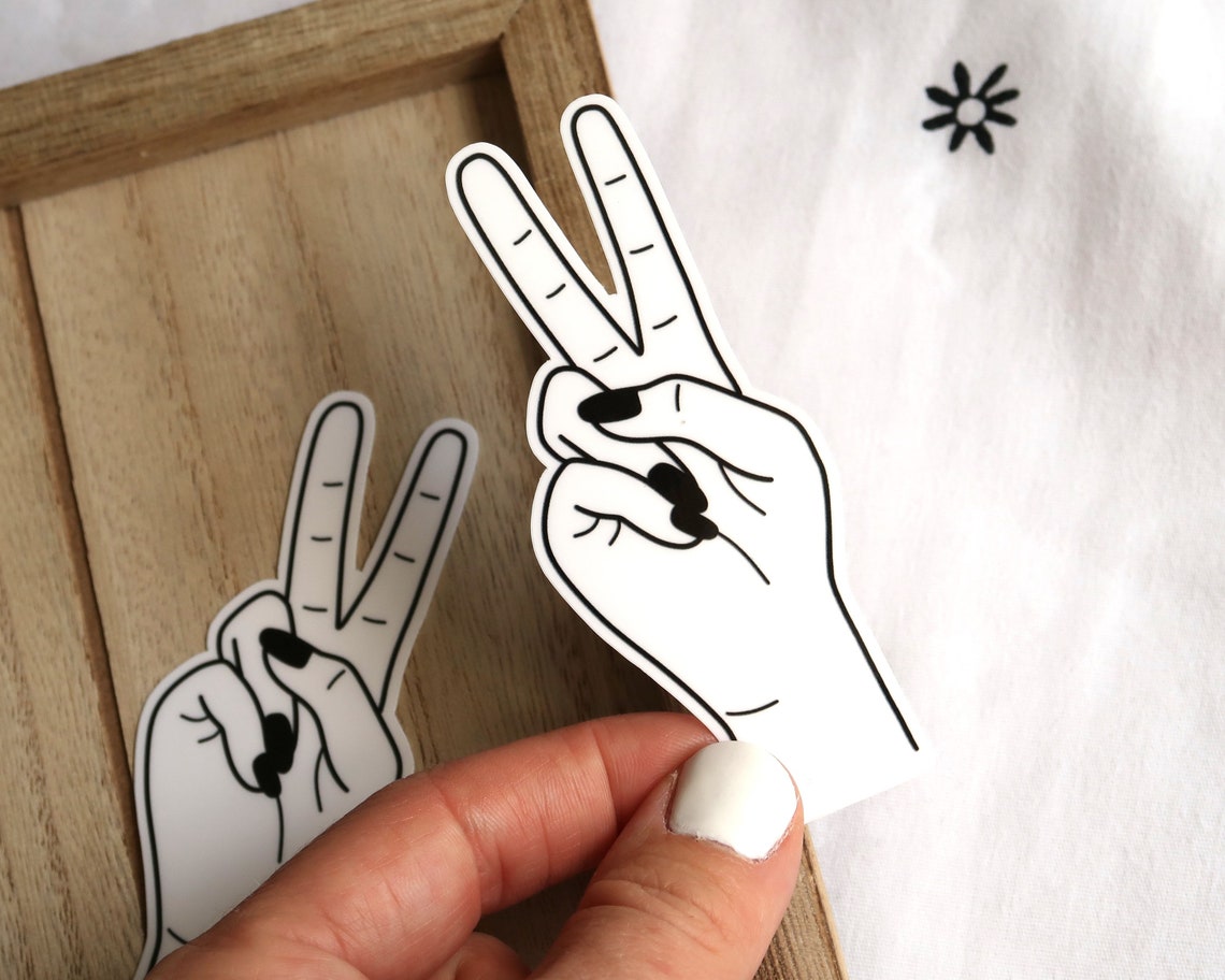 Peace Sign Vinyl Sticker ASL Peace Sign Sticker for - Etsy
