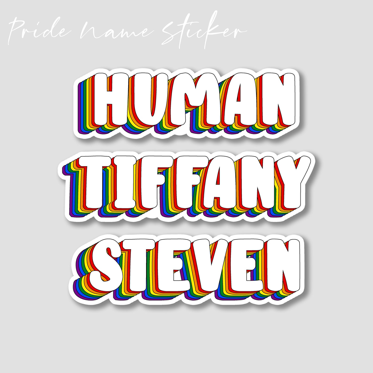 Waterproof Pride Name Decal, Personalized Vinyl Sticker, Rainbow NAME ...