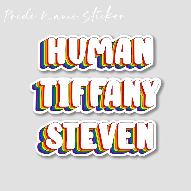Waterproof Pride Name Decal, Personalized Vinyl Sticker, Rainbow NAME ...