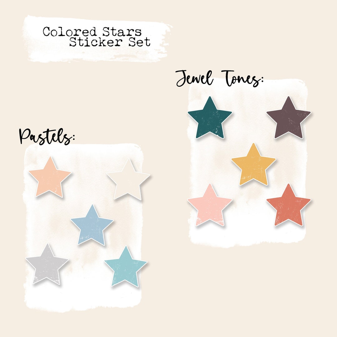 Small Stars Sticker Set, in Color - Vinyl Sticker Set, Space Sticker ...