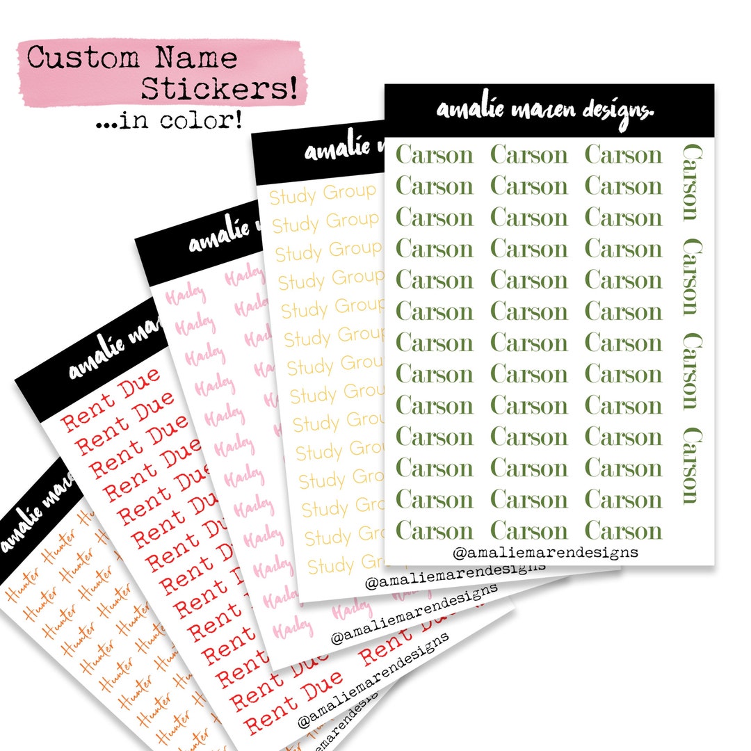 Custom Name Stickers in Color - Planner and Journal Sticker Set ...