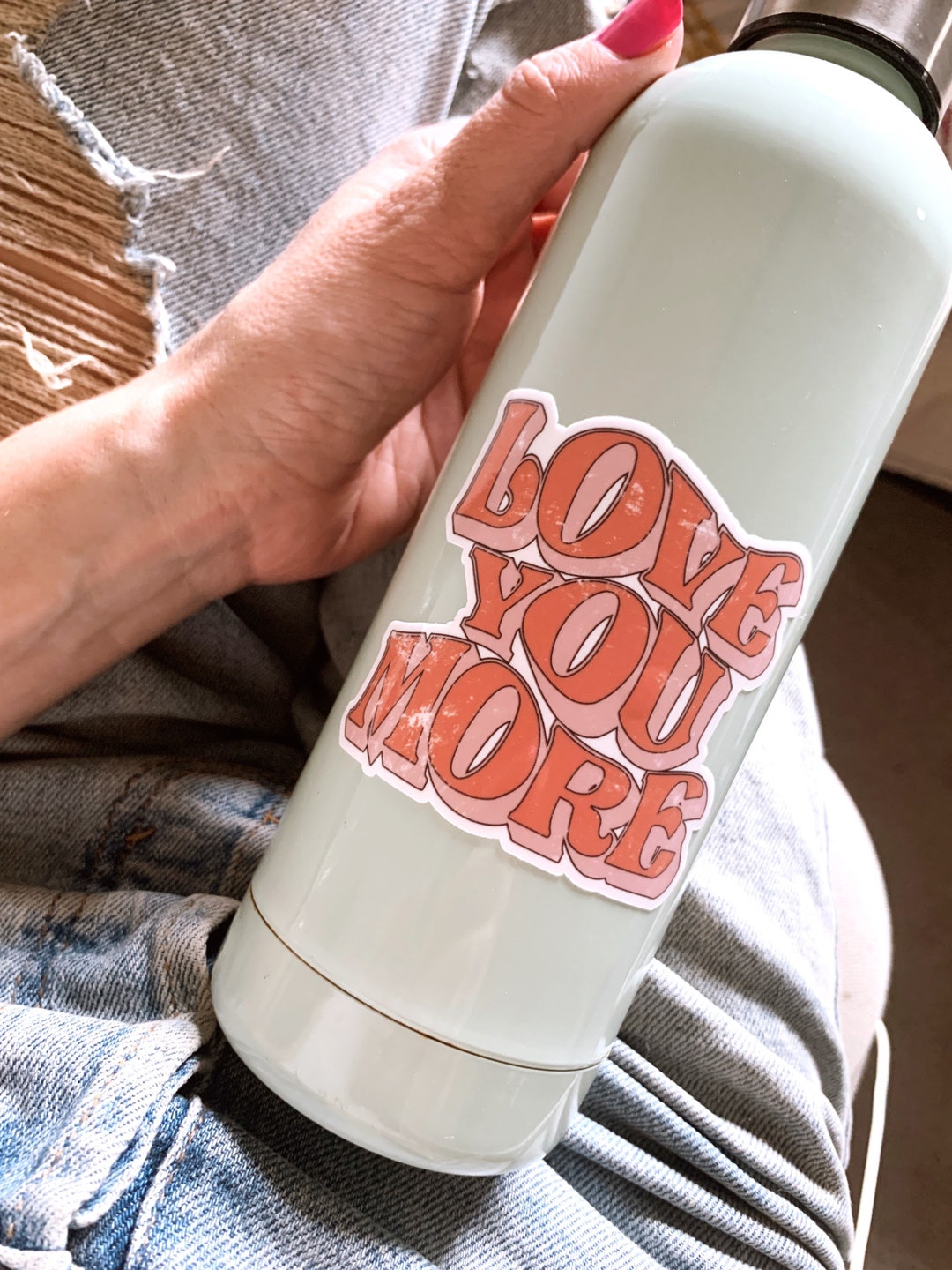 Love You More Waterproof Sticker - Water Bottle Sticker - Decal ...