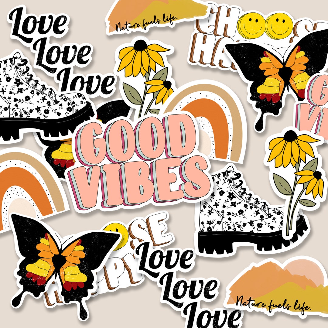 Bohemian Aesthetic Sticker Pack - Small Sticker Set of 8 - WATERPROOF ...
