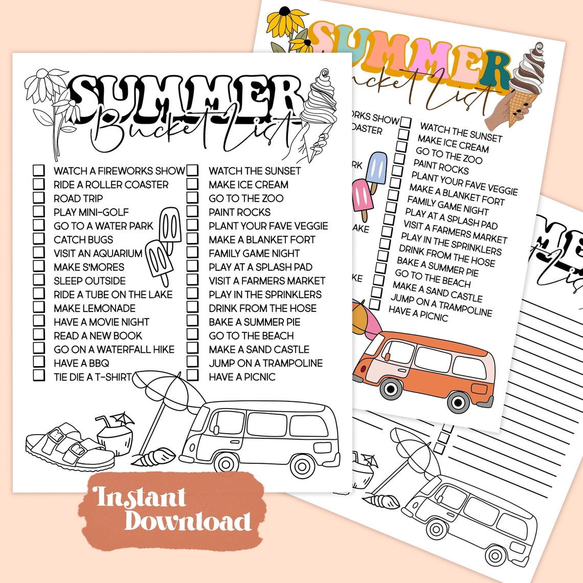 Summer Bucket List Printable Summer Break Bucket List - Etsy