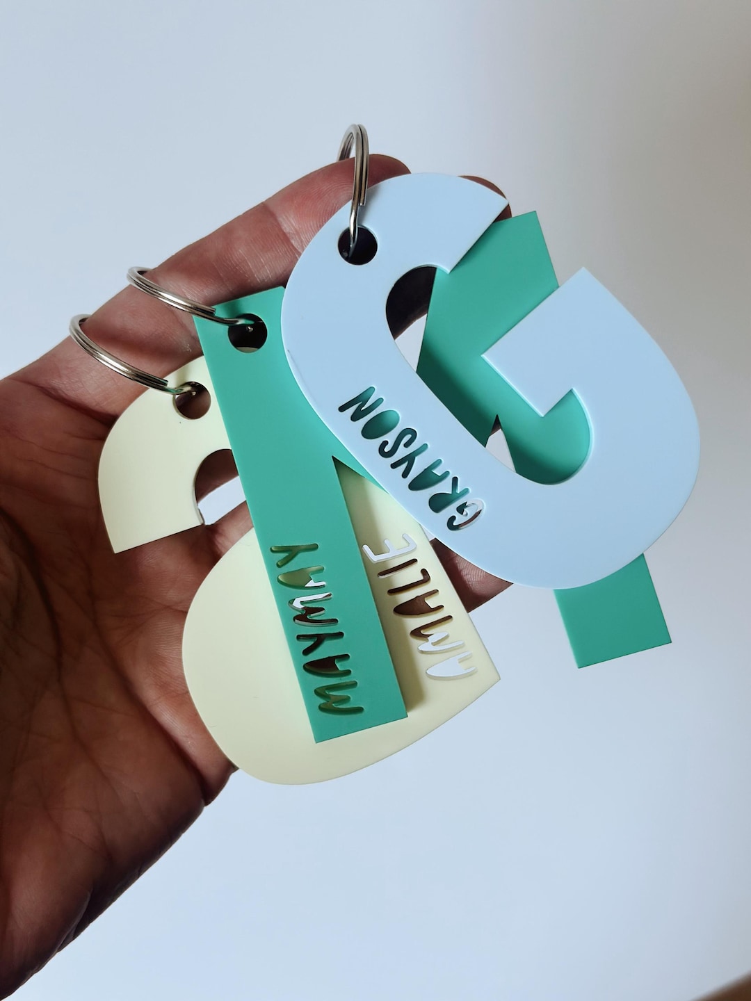 3" Kids Initial Cut Out Name Keychain - Acrylic Kids Backpack Tag - Bag ...