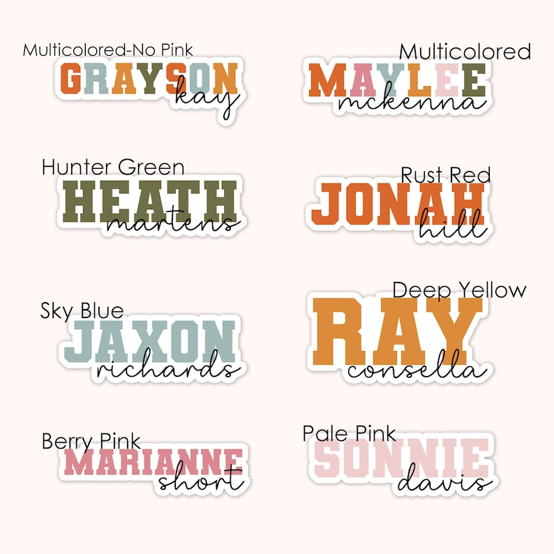SMALL Waterproof Name Sticker Sets - 1 or 2 Inch Personalized Sticker ...
