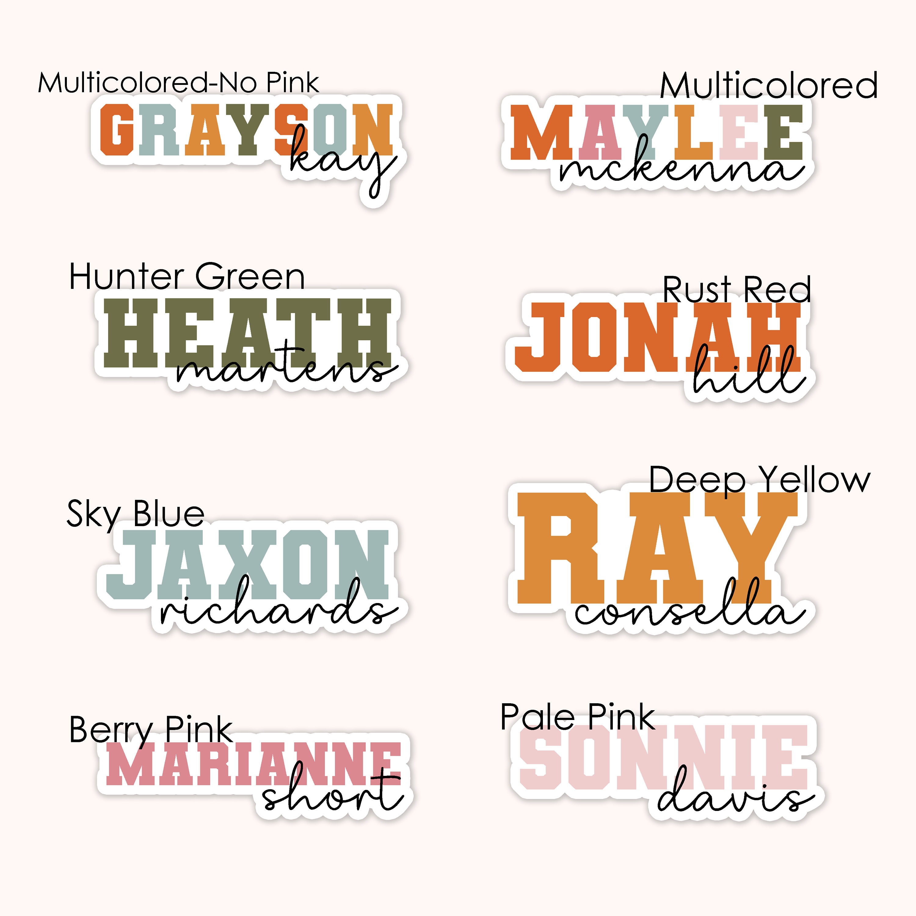 SMALL Waterproof Name Sticker Sets - 1 or 2 Inch Personalized Sticker ...