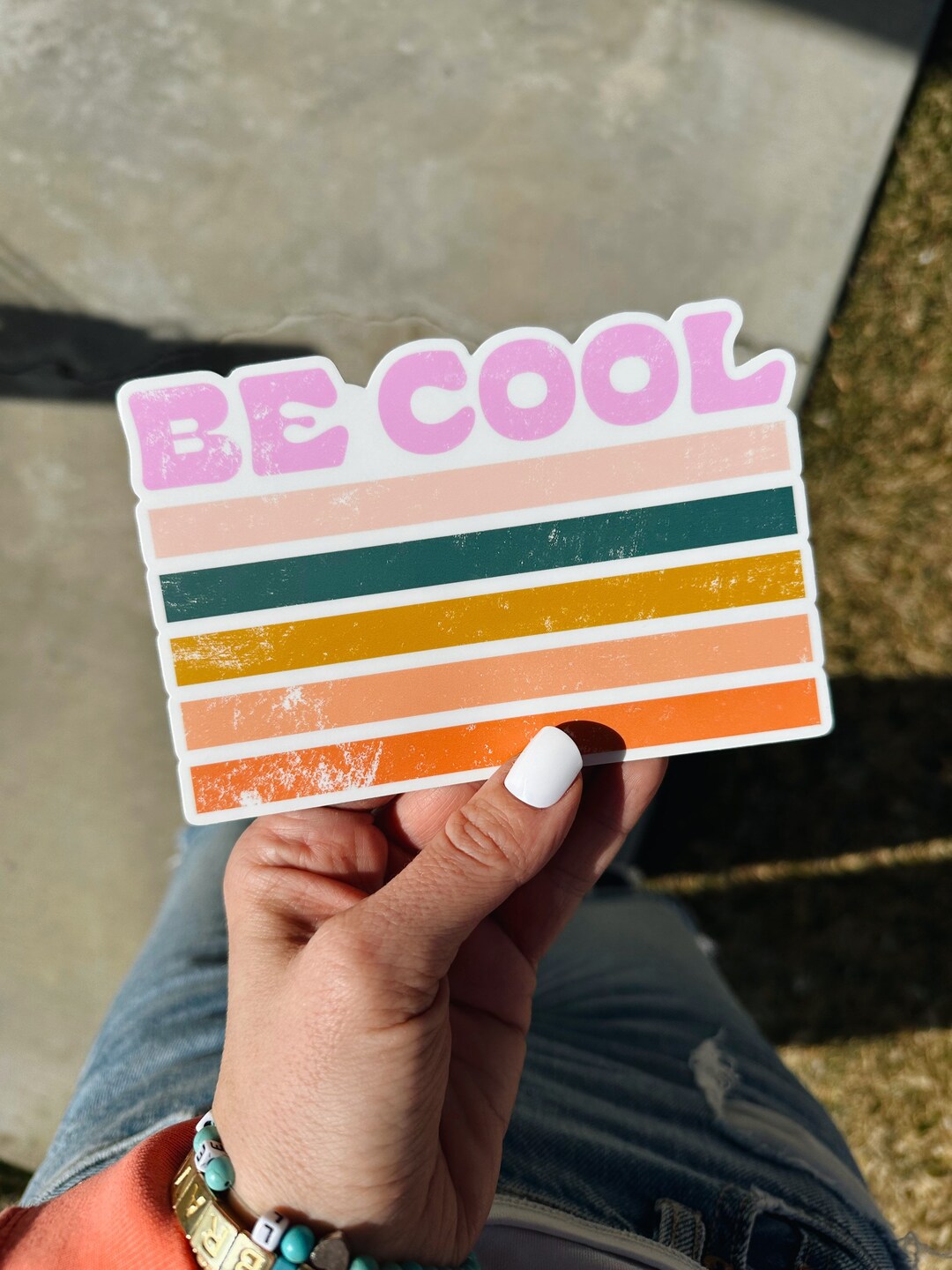 Retro BE COOL Bumper Sticker - Vintage Aesthetic Car Accessories- Cute ...
