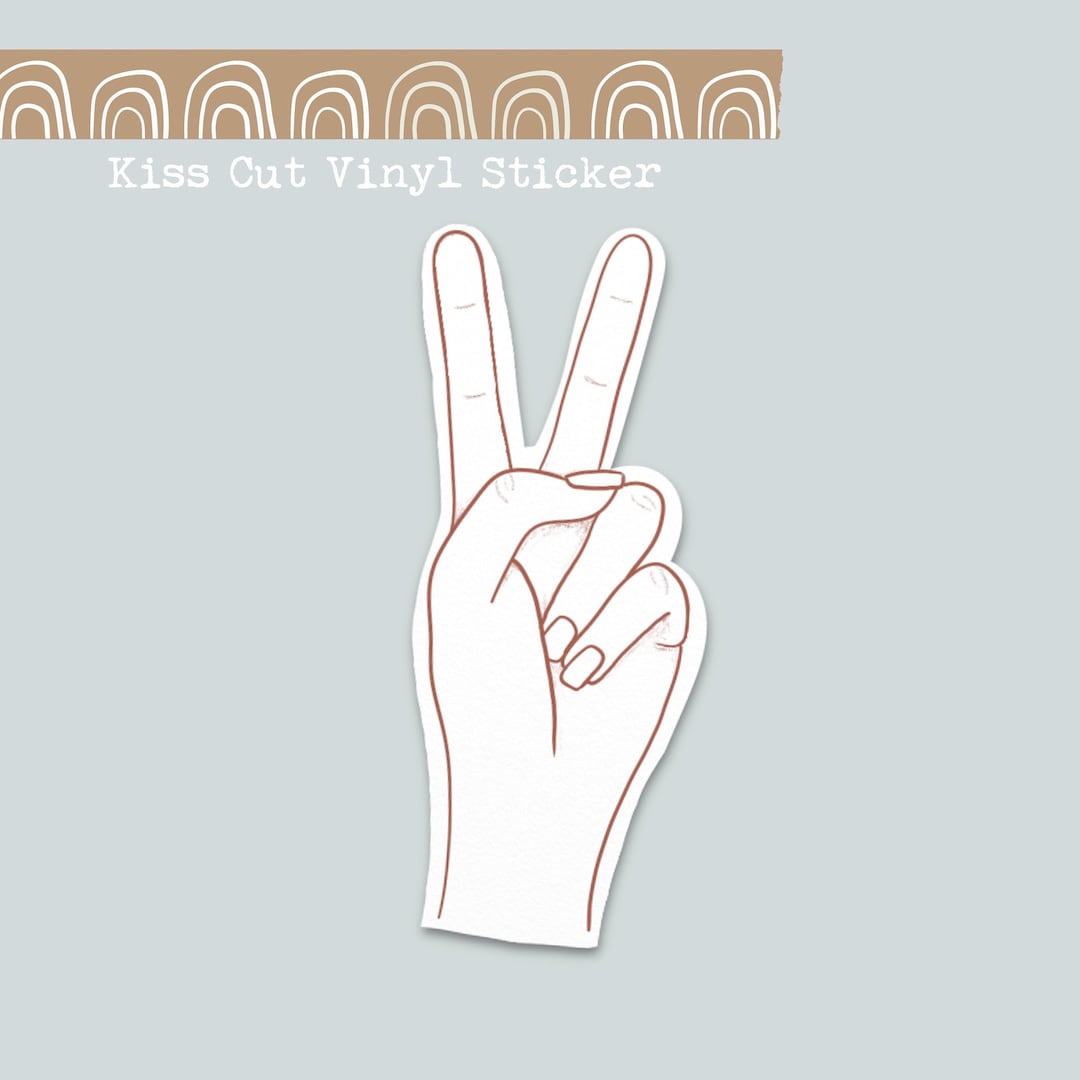 Peace Sign Vinyl Sticker - ASL Peace Kiss Cut Sticker - Cute Sticker ...