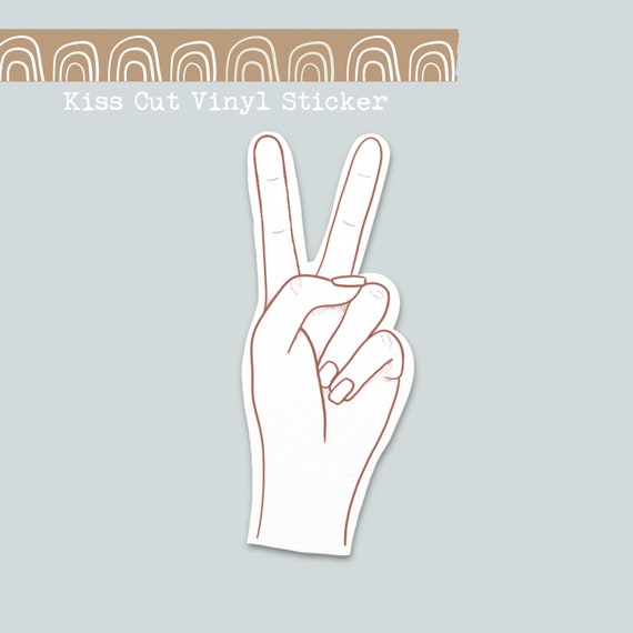 Peace Sign Vinyl Sticker ASL Peace Kiss Cut Sticker Cute | Etsy