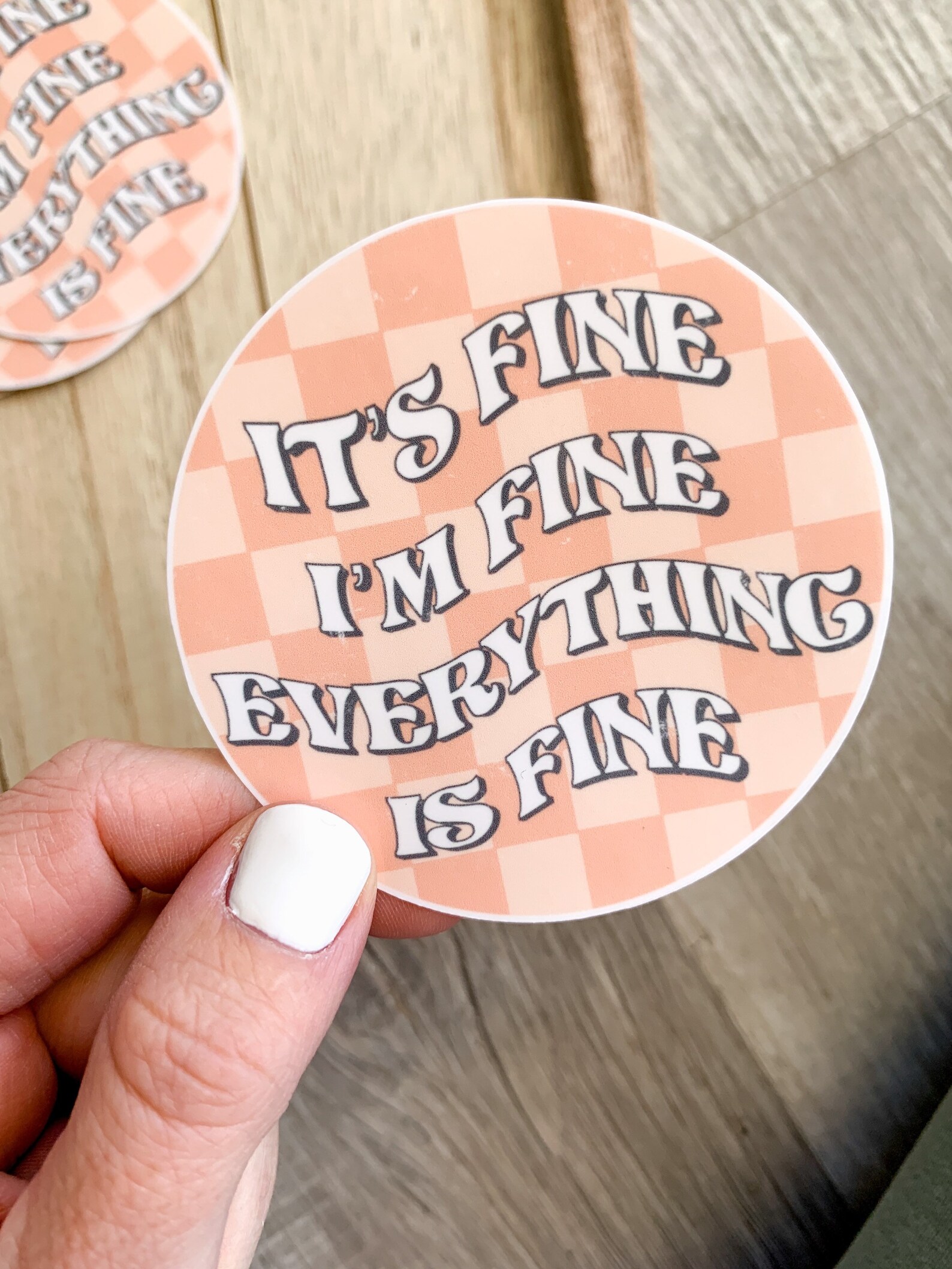 Retro Everything is Fine Vinyl Sticker Checked Waterproof | Etsy