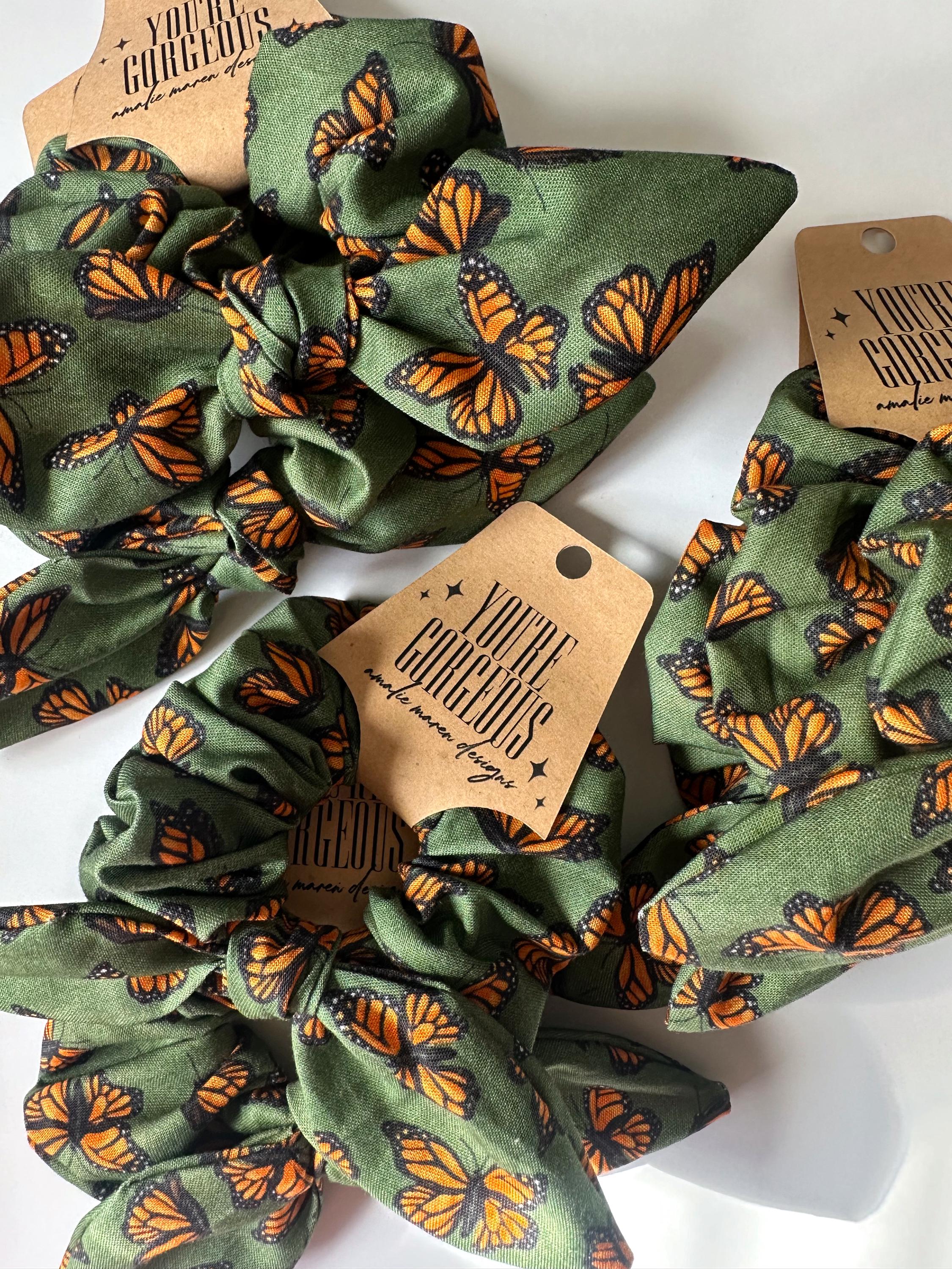 Butterfly Print Scrunchie With OR Without Bow - Hair Scrunchie Set of ...