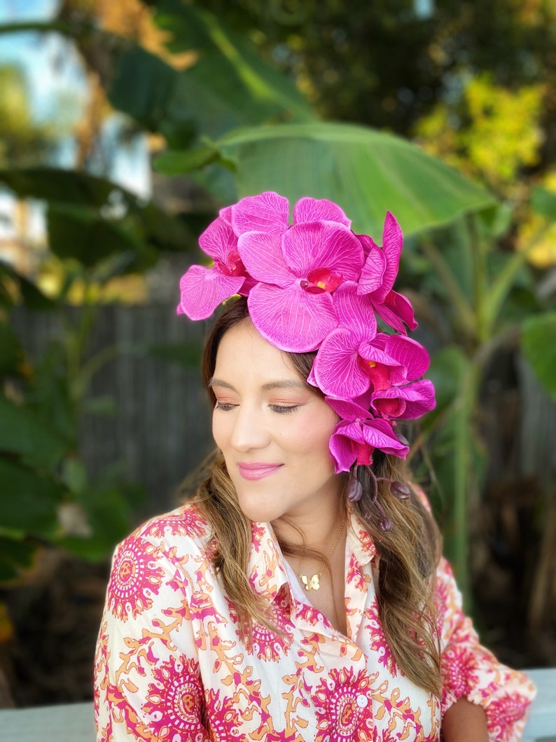 Orchid Hair Hot Pink Fascinator Floral Headpiece Orchid - Etsy