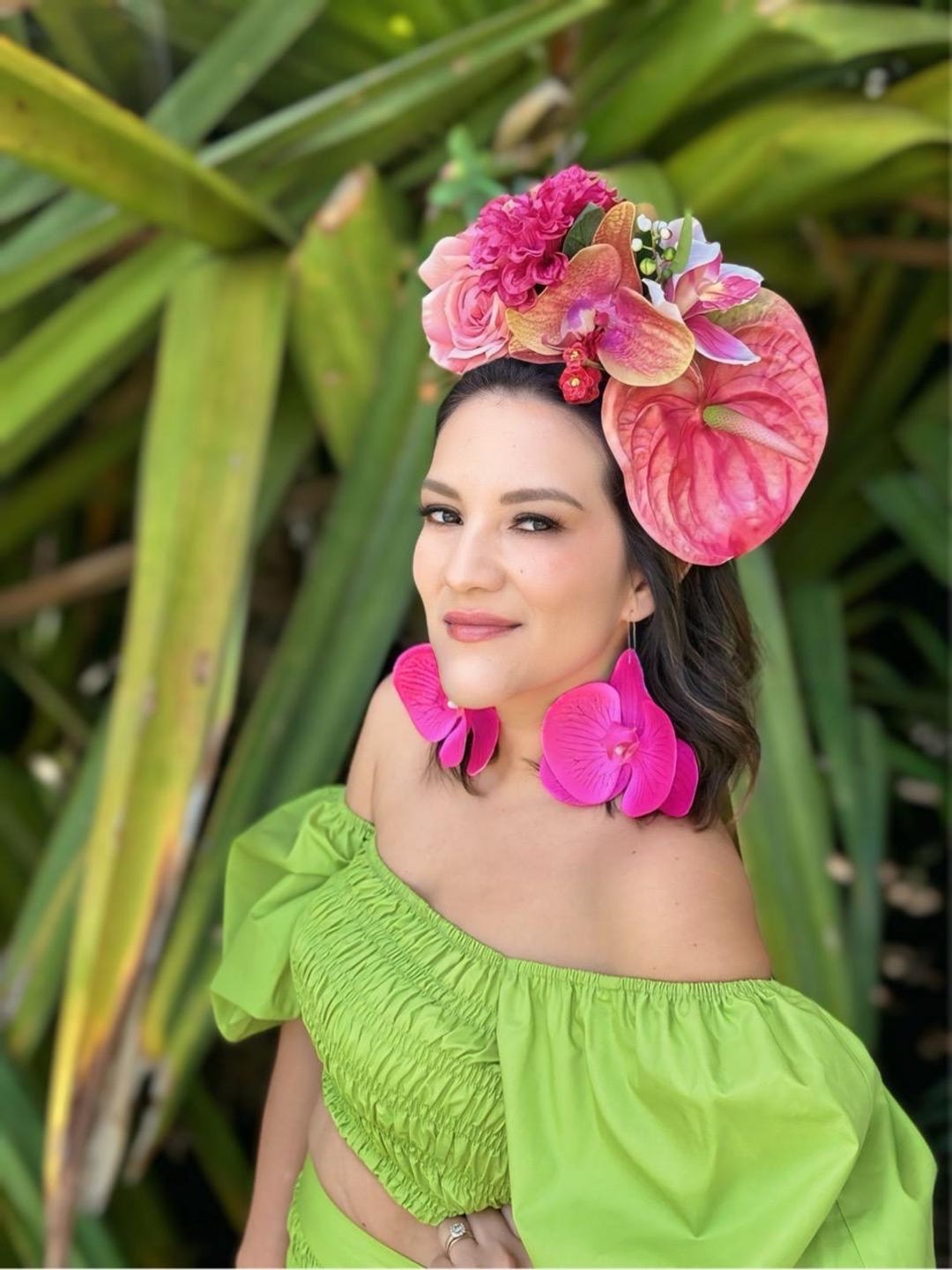 Pink Anthurium Fascinator, Pink Flowers, Floral Hat, Flower Crown ...