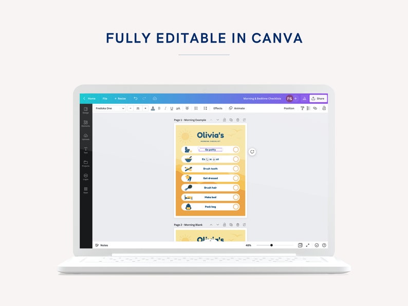 Printable Toddler Routines. Editable in Canva. Minimal Bedtime - Etsy
