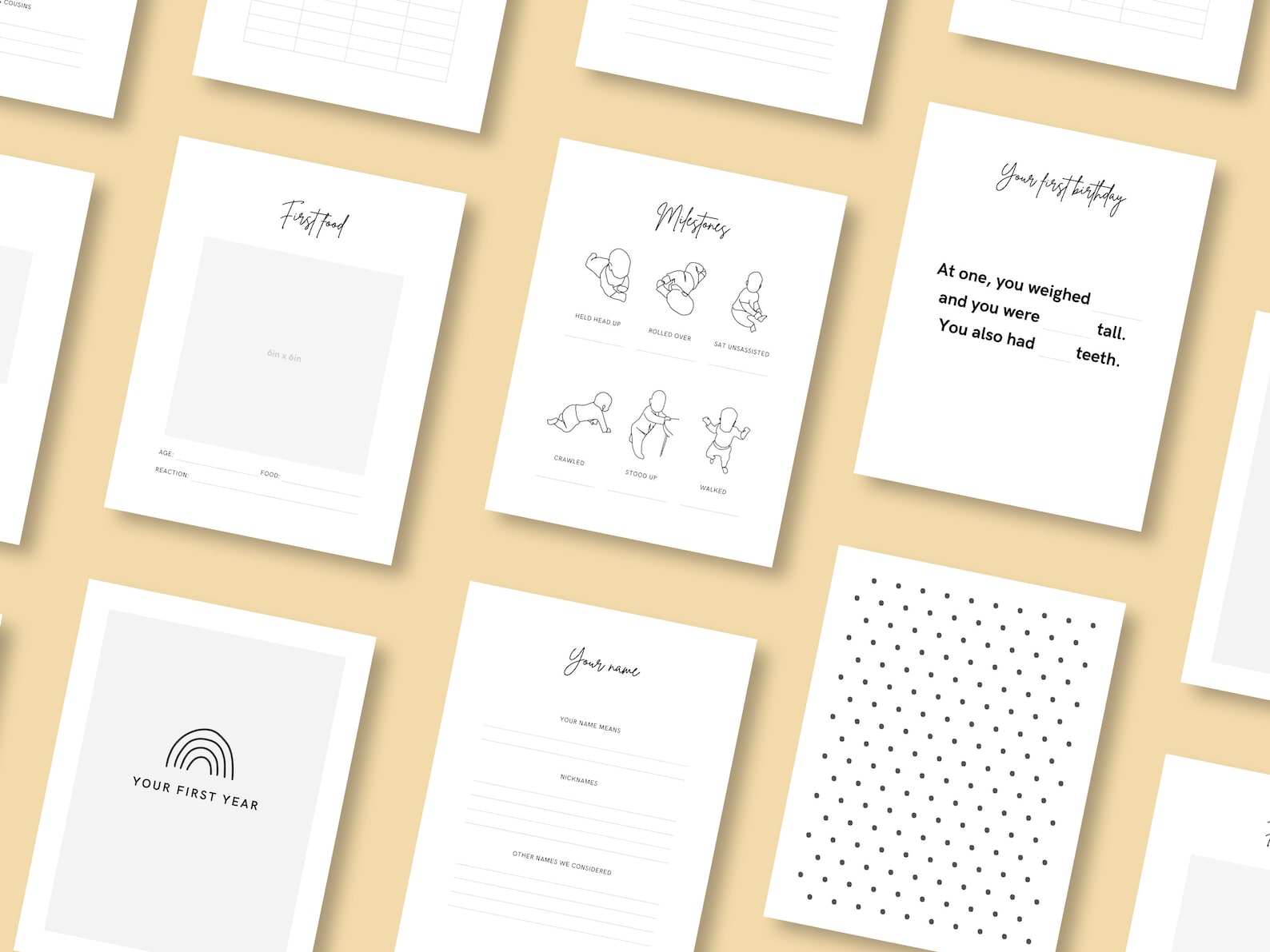 Printable Baby Milestone Book. Birth to 5 Years. Fully Editable in ...