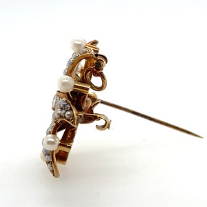 14k Gold Diamond & Seed Pearl Pin - Etsy