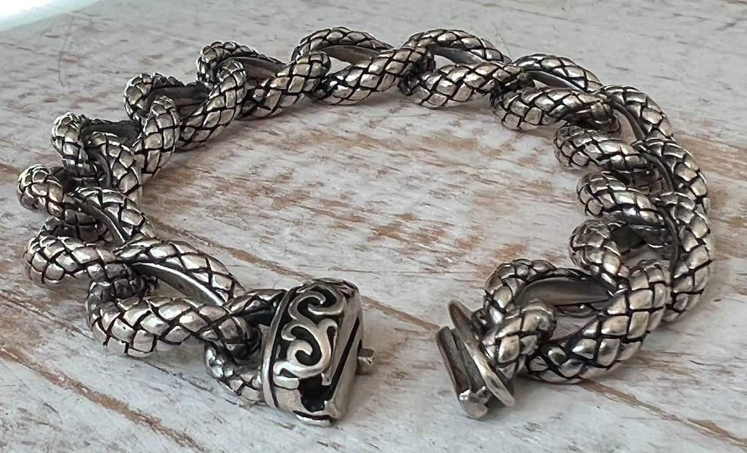 Vintage Sterling Silver Designer Scott Kay Uncaged Snake Skin Bracelet ...