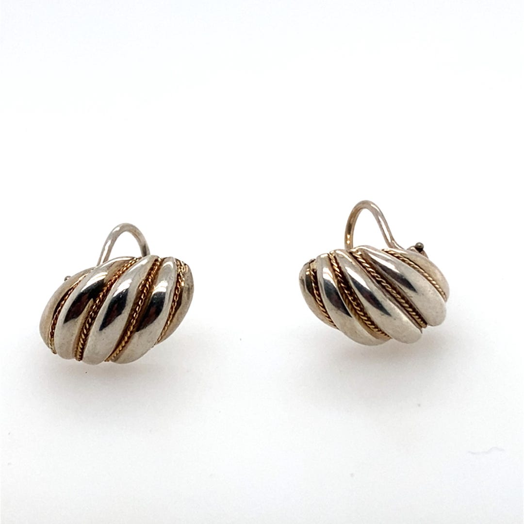 Tiffany & Co Vintage Two Tone Ribbed Shrimp Earrings With Omega Backs ...