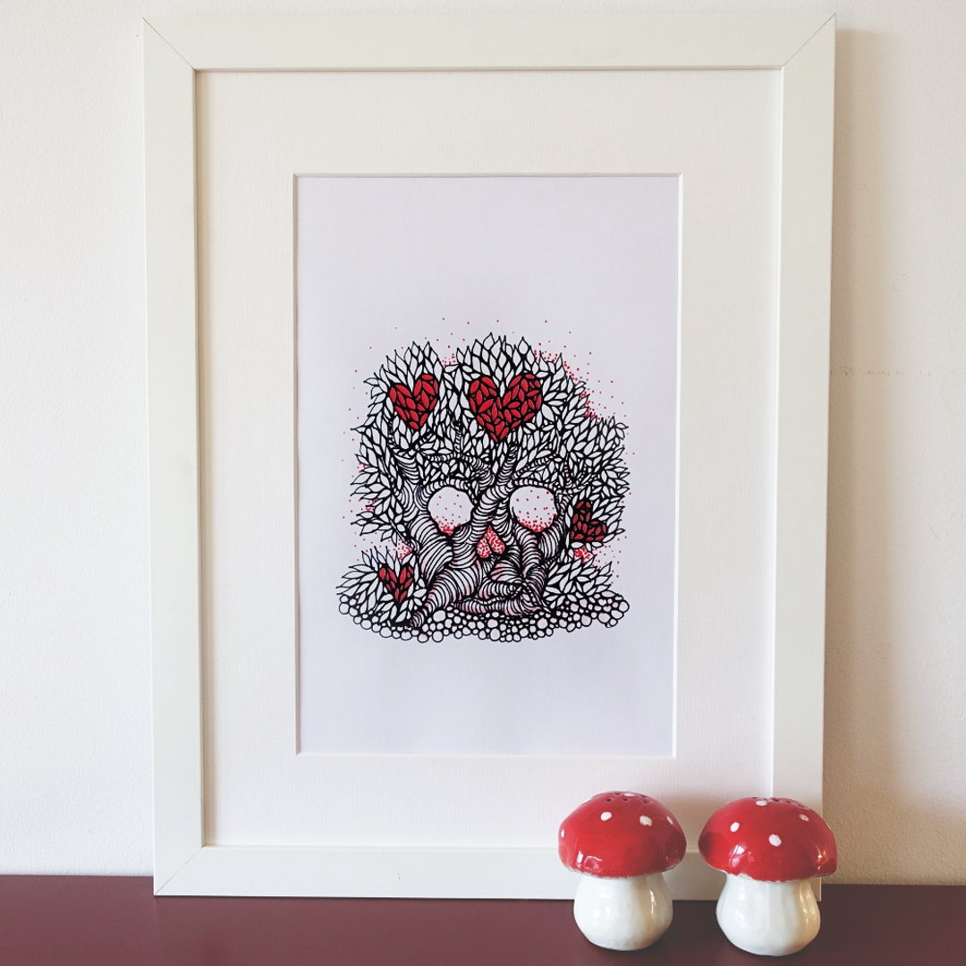 Skull Heart Tree, Zendoodle Art, Print of My Original Drawing. - Etsy