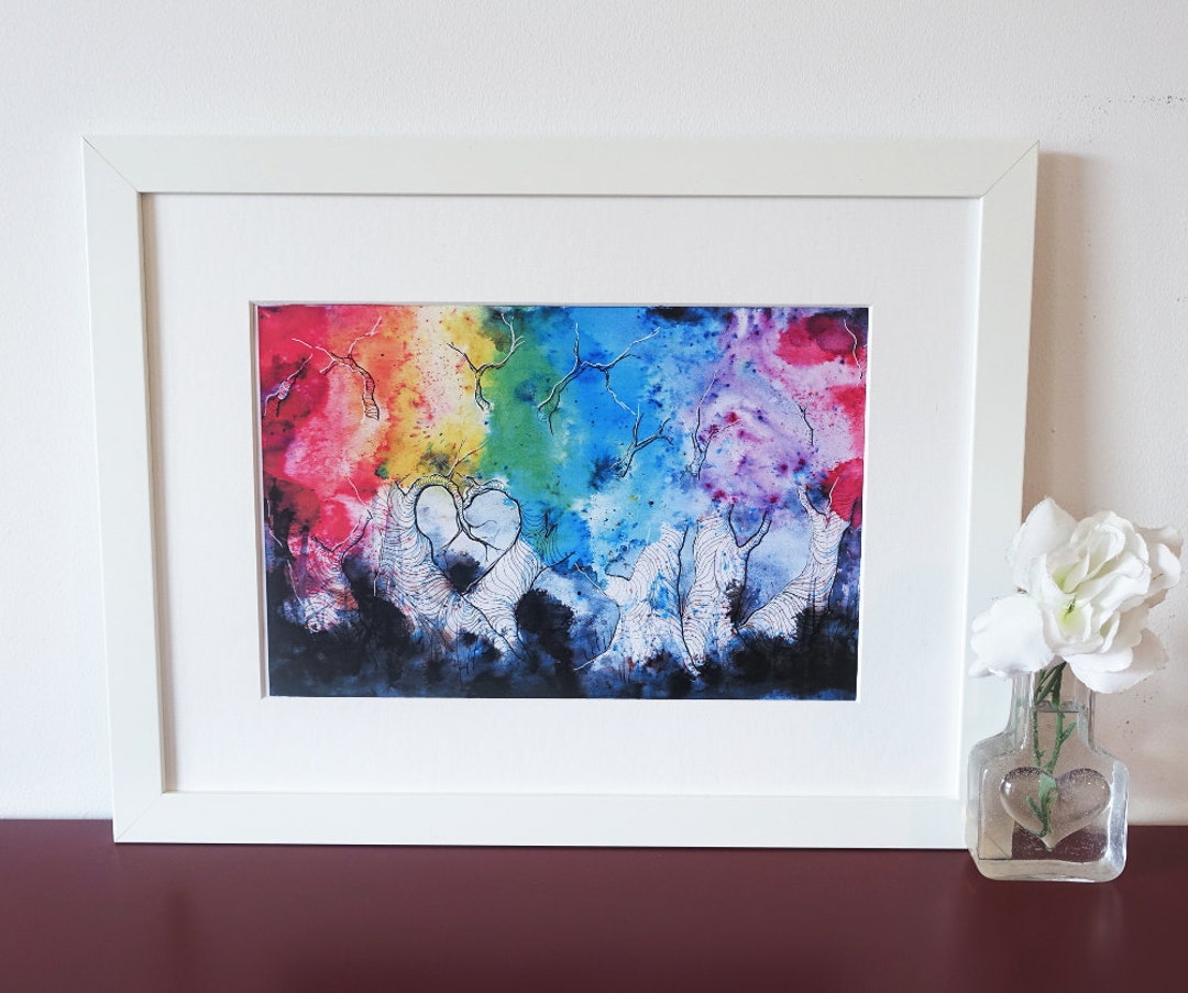 Rainbow Heart Trees, Zendoodle Art. Print of My Original Painting. - Etsy