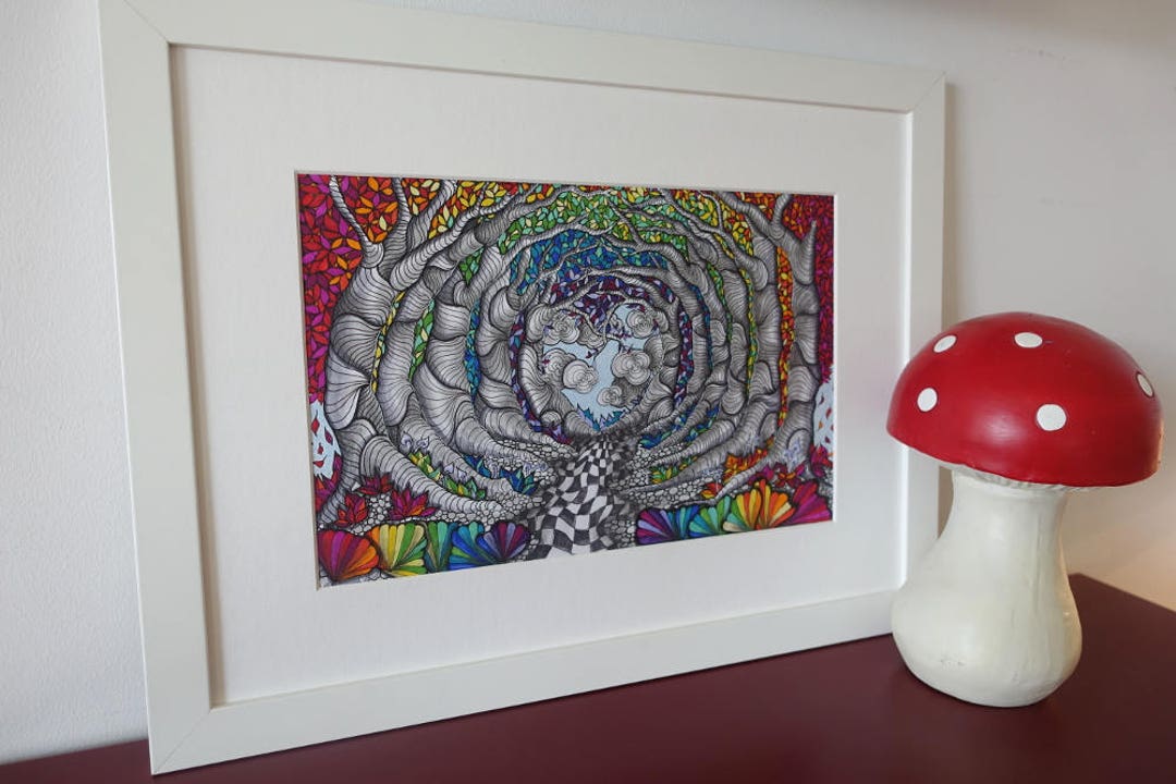 Follow Your Heart. Rainbow Zendoodle Zentangle Heart Tree Drawing. - Etsy
