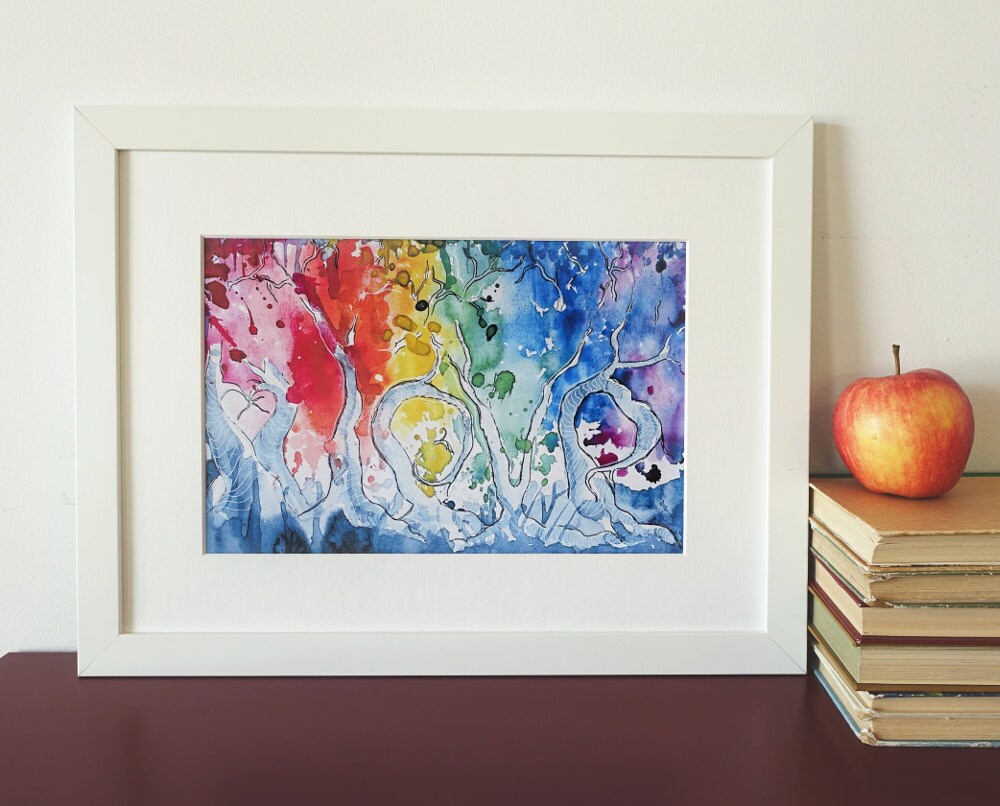 Rainbow Love Trees, Zendoodle Print of My Original Painting. - Etsy