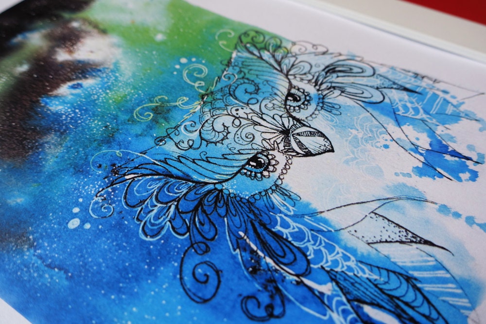 Galaxy Owl, Zentangle Doodle Art, Print of My Original Painting. - Etsy