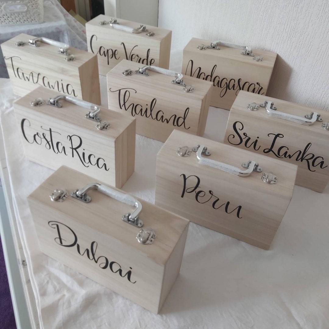 Travel Wedding Table Numbers. Wedding Center Piece Suitcases. Custom ...