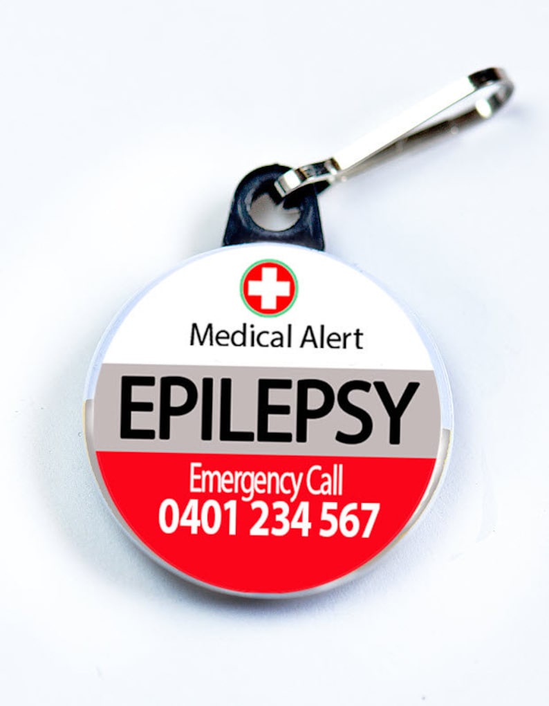 Medic Alert Epilepsy - Emergency Contact Number, Metal Button With ...