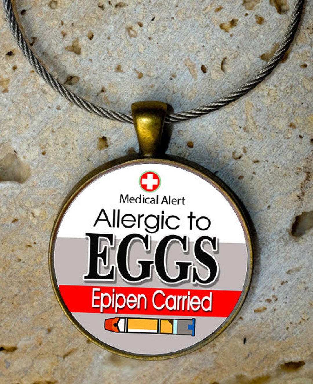 Medic Alert Medical Alert Bag Tag Allergic to Eggs & Epipen - Etsy