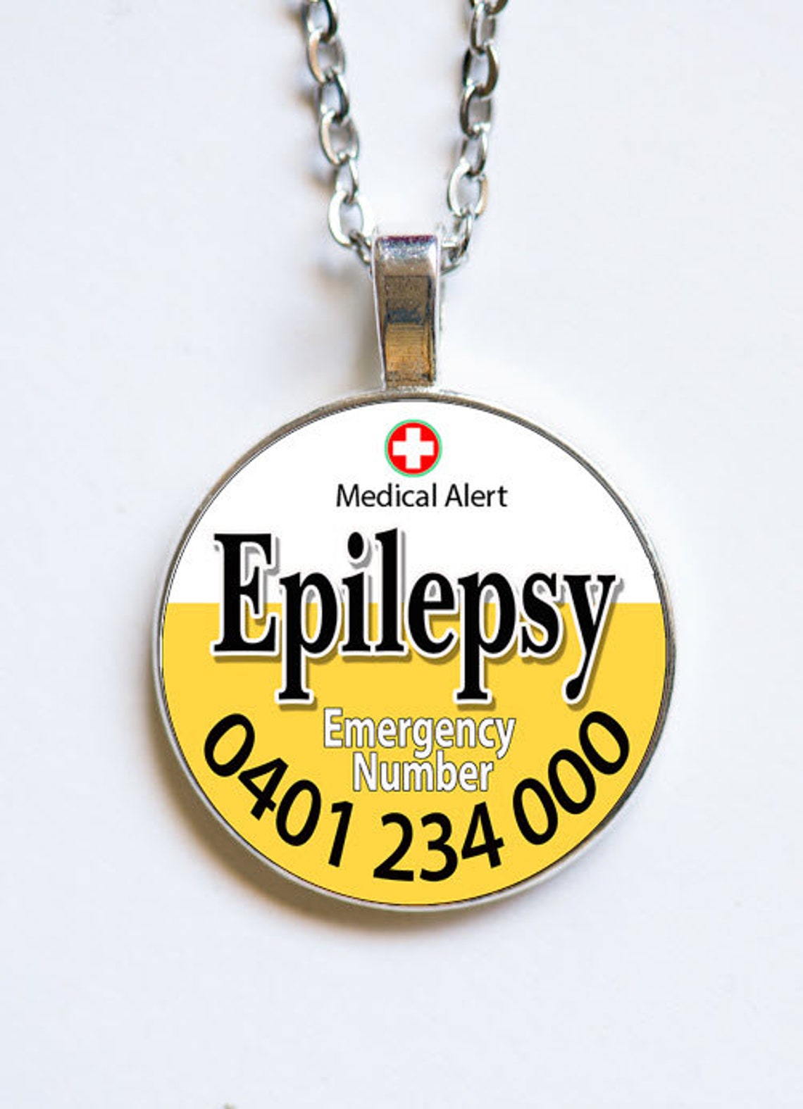 Medic Alert Epilepsy Medical Alert Necklace With Emergency - Etsy