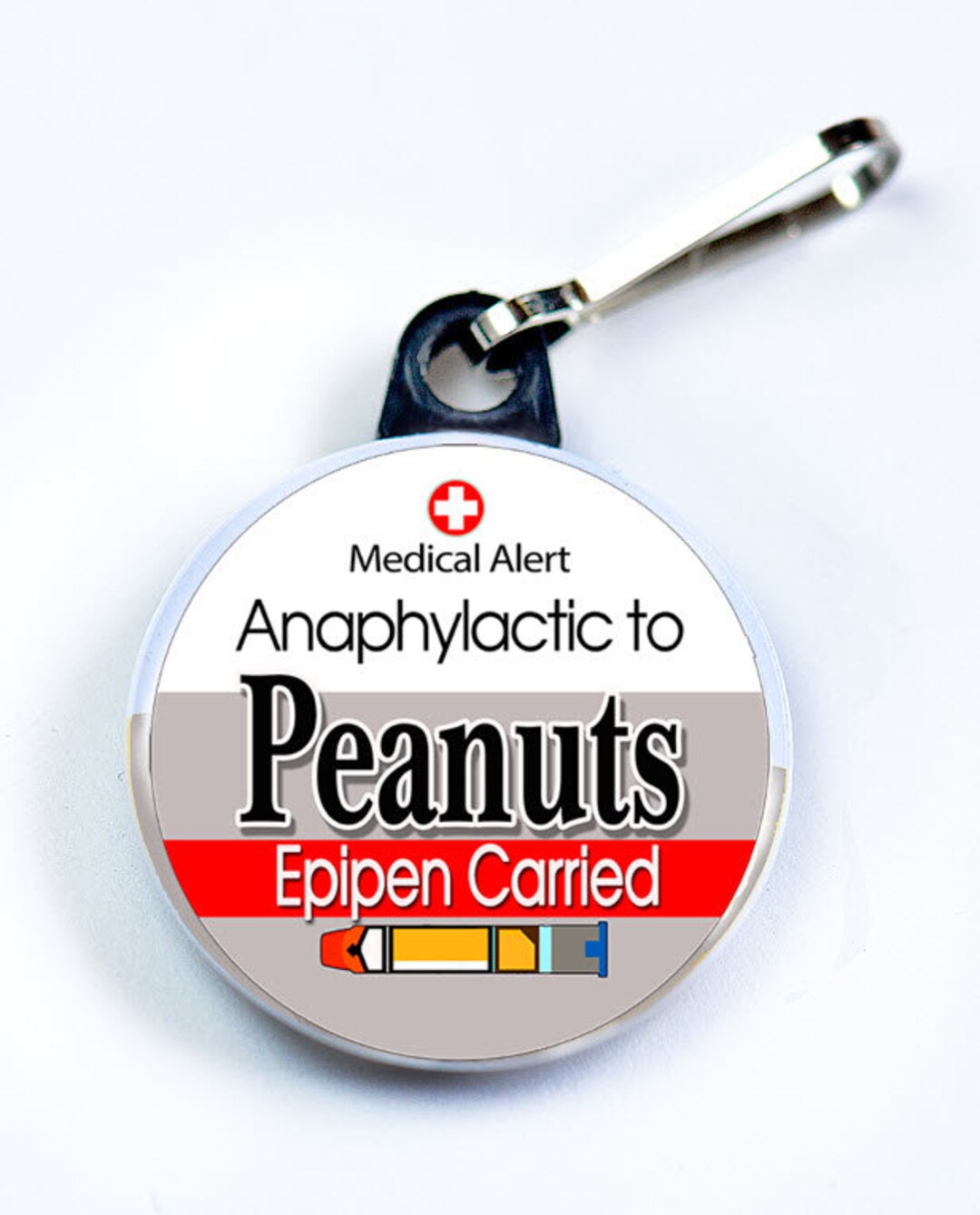 Medic Alert, Anaphylactic to Peanut & Epipen Carried - Pin Button With ...