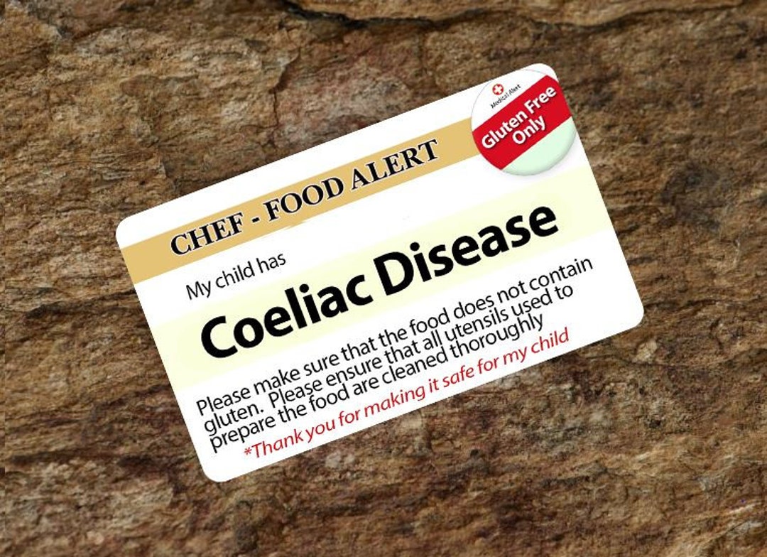 Medic Alert, Medical Alert Chef Card Coeliac Disease Gluten Free - Etsy ...