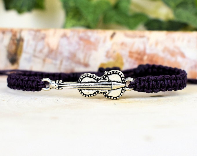 Violin Bracelet Hemp Music Bracelet Cello Viola Bass - Etsy