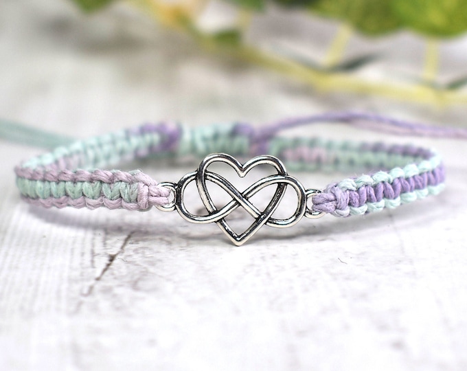 Infinite Love Bracelet on Hemp Band Adjustable String - Etsy