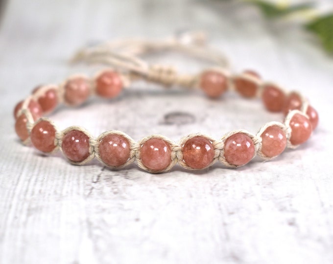 Natural Sunstone Bracelet for Men or Women Gemstone - Etsy