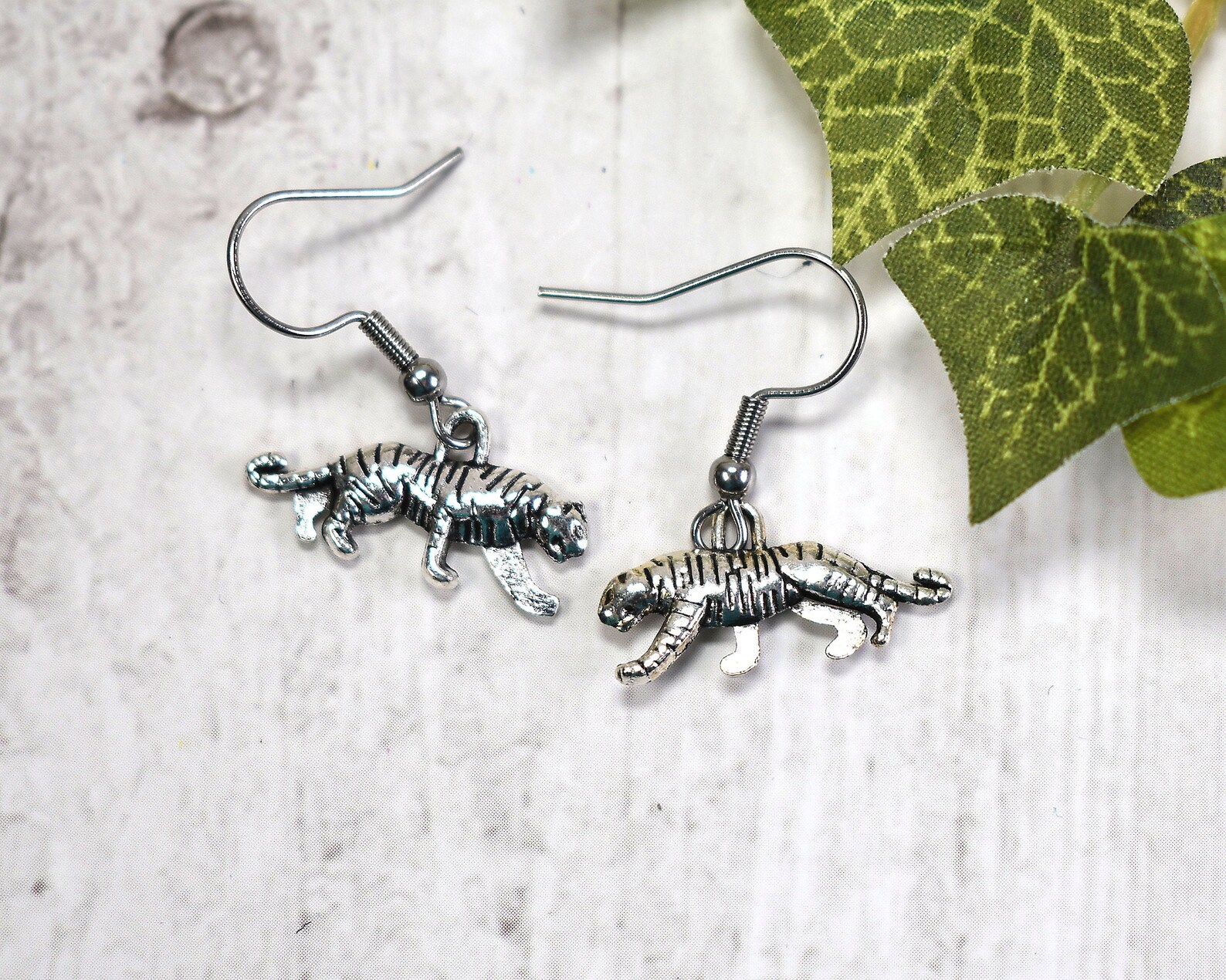 Tiger Earrings on Stainless Steel Ear Wires Hypoallergenic - Etsy