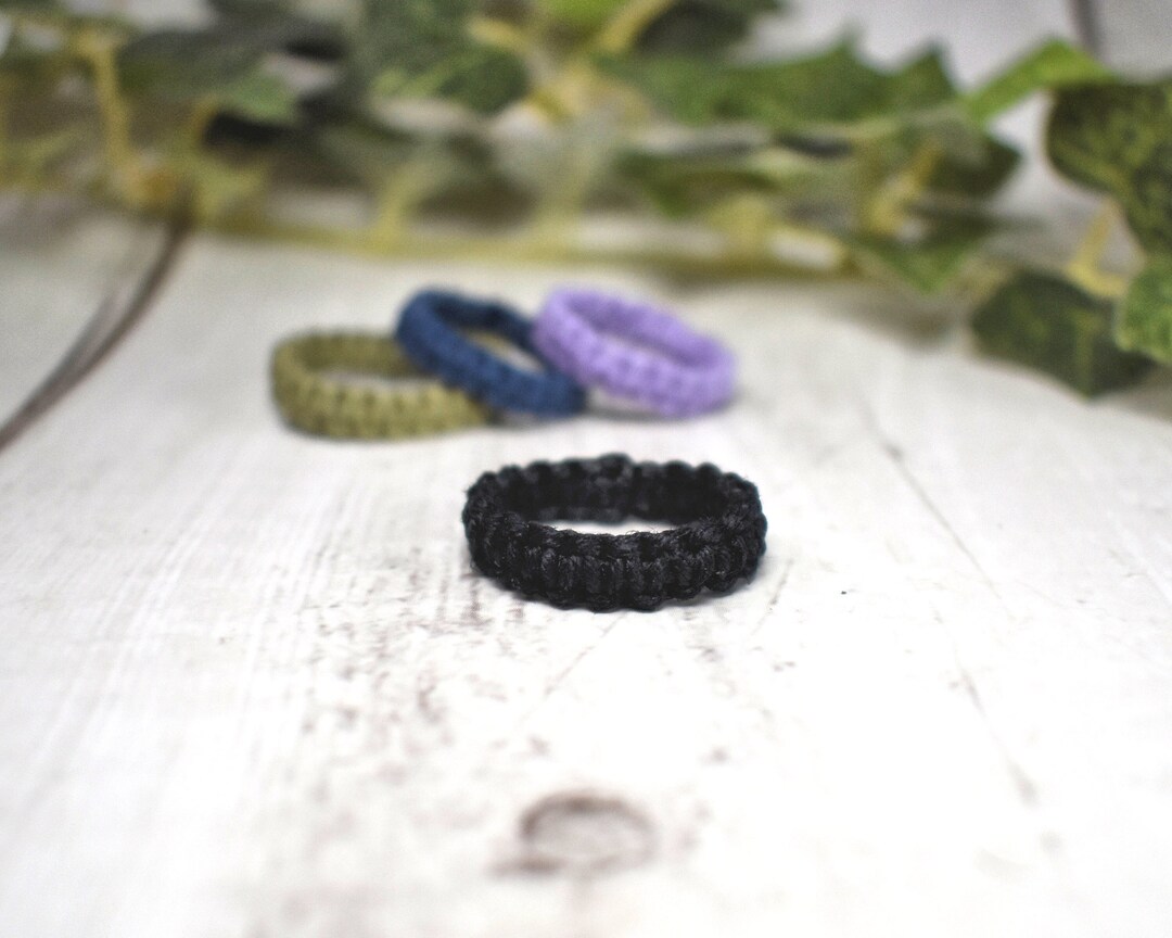 Hemp Ring Band for Men or Women - Stackable String Ring - Boho Hippie ...