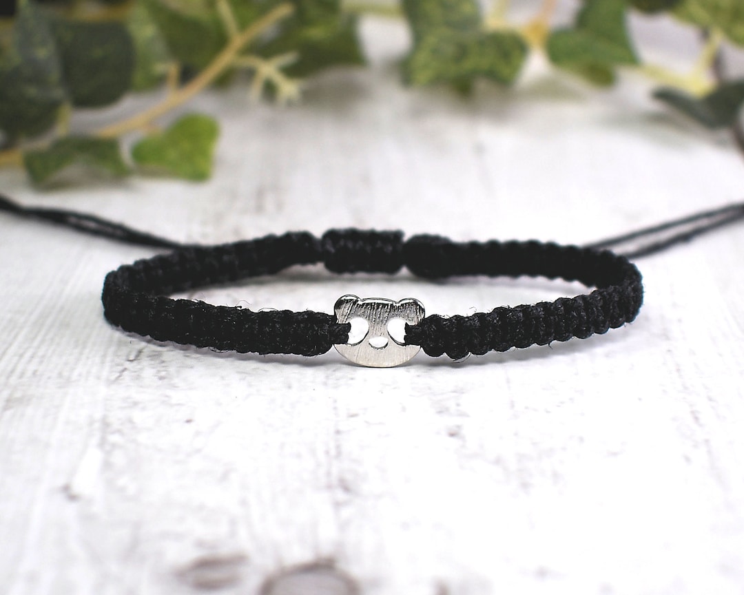 Little Panda Bracelet for Men or Women - Adjustable Hemp Bracelet With ...