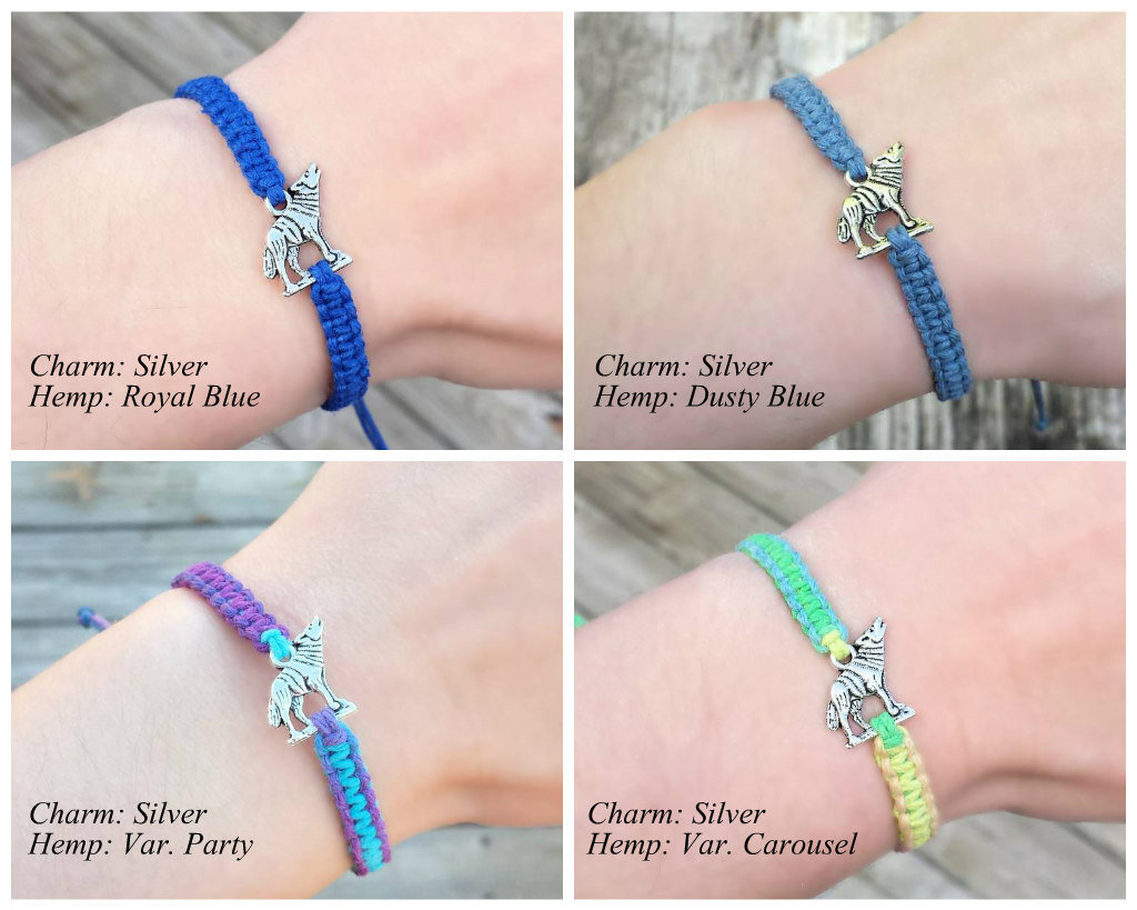 Wolf Bracelet Adjustable Hemp Werewolf Jewelry Animal Wild | Etsy