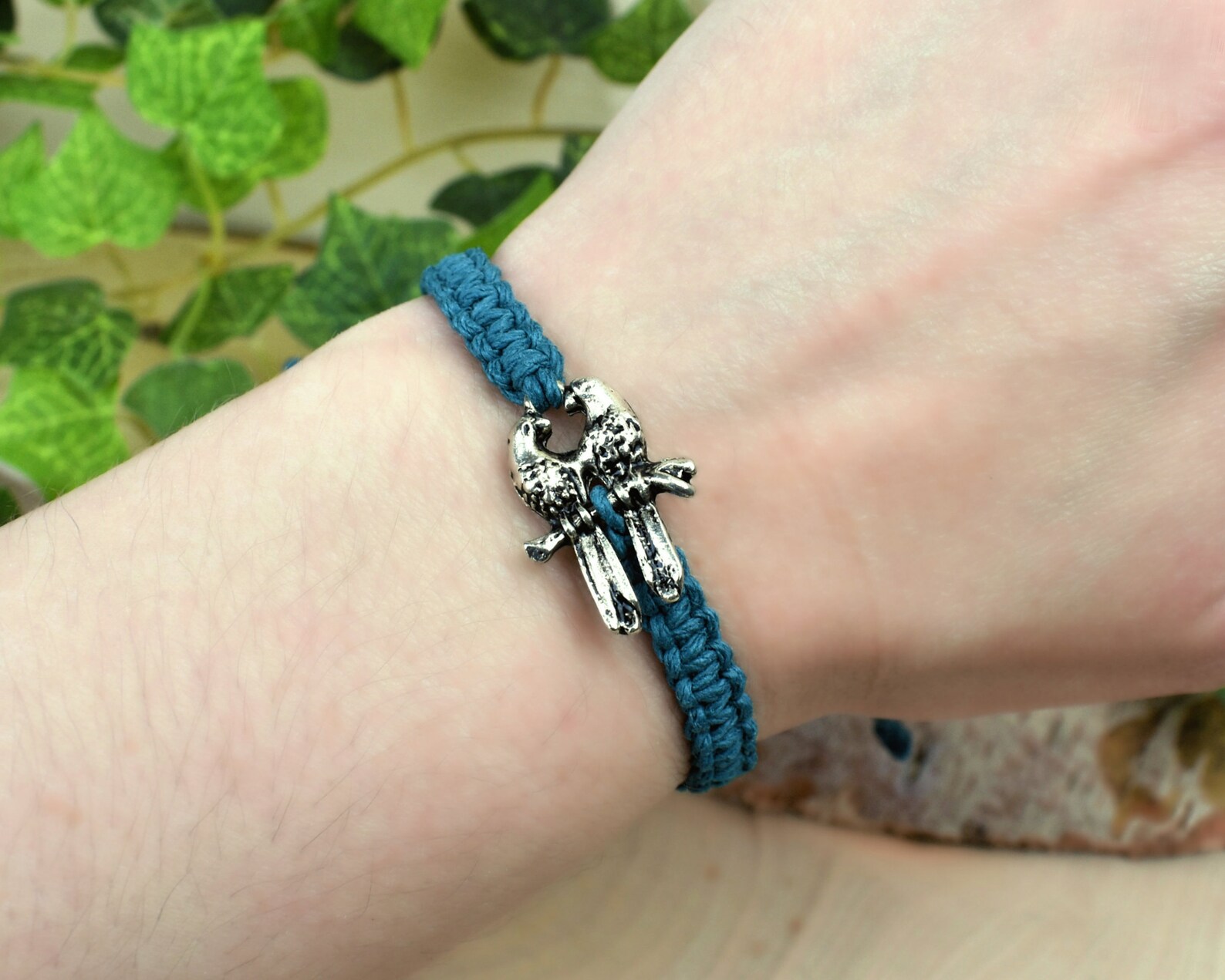 Parakeet Bracelet Adjustable Hemp Bracelet Silver Tropical - Etsy