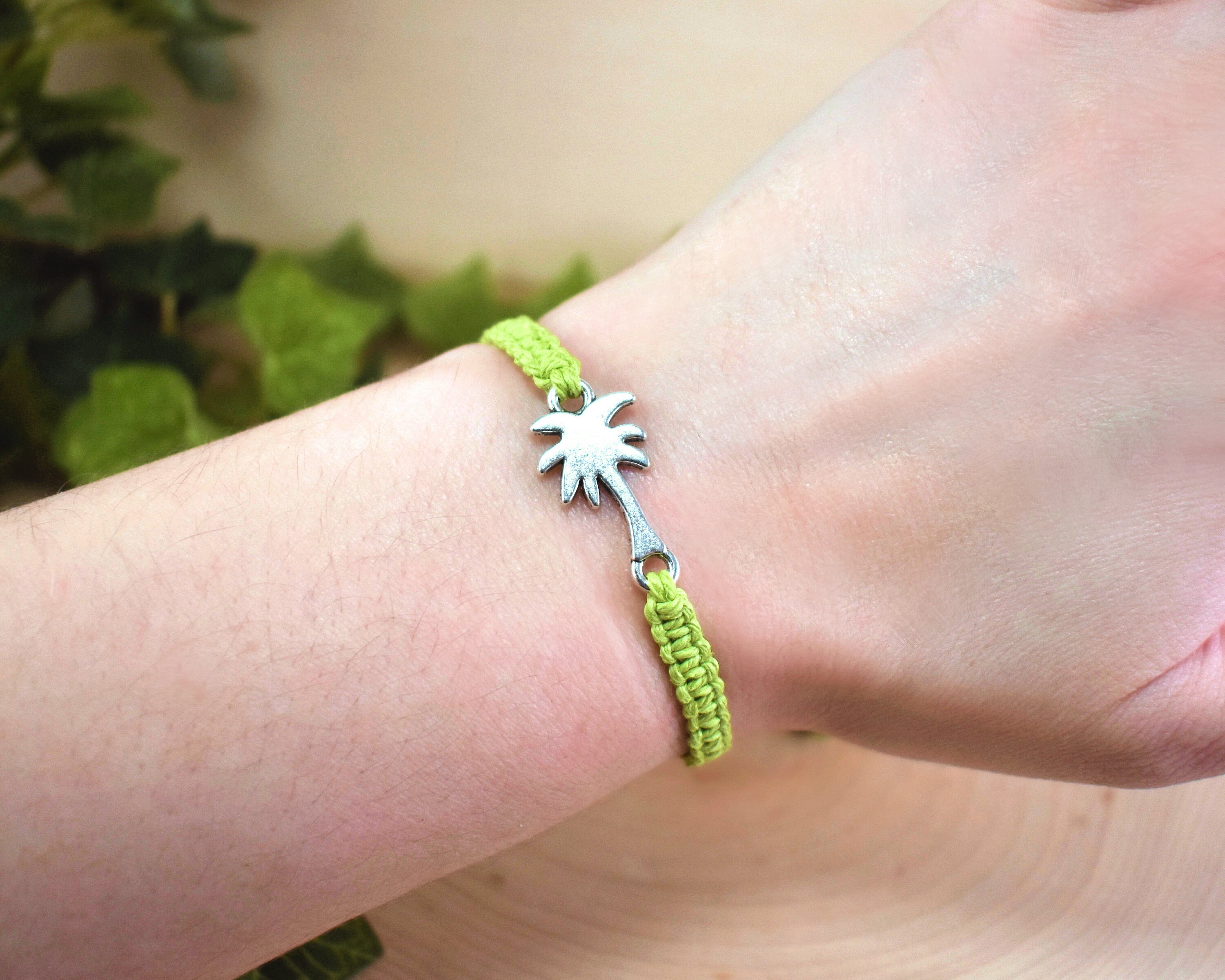 Palm Tree Bracelet Adjustable Hemp Jewelry for Men or Women | Etsy
