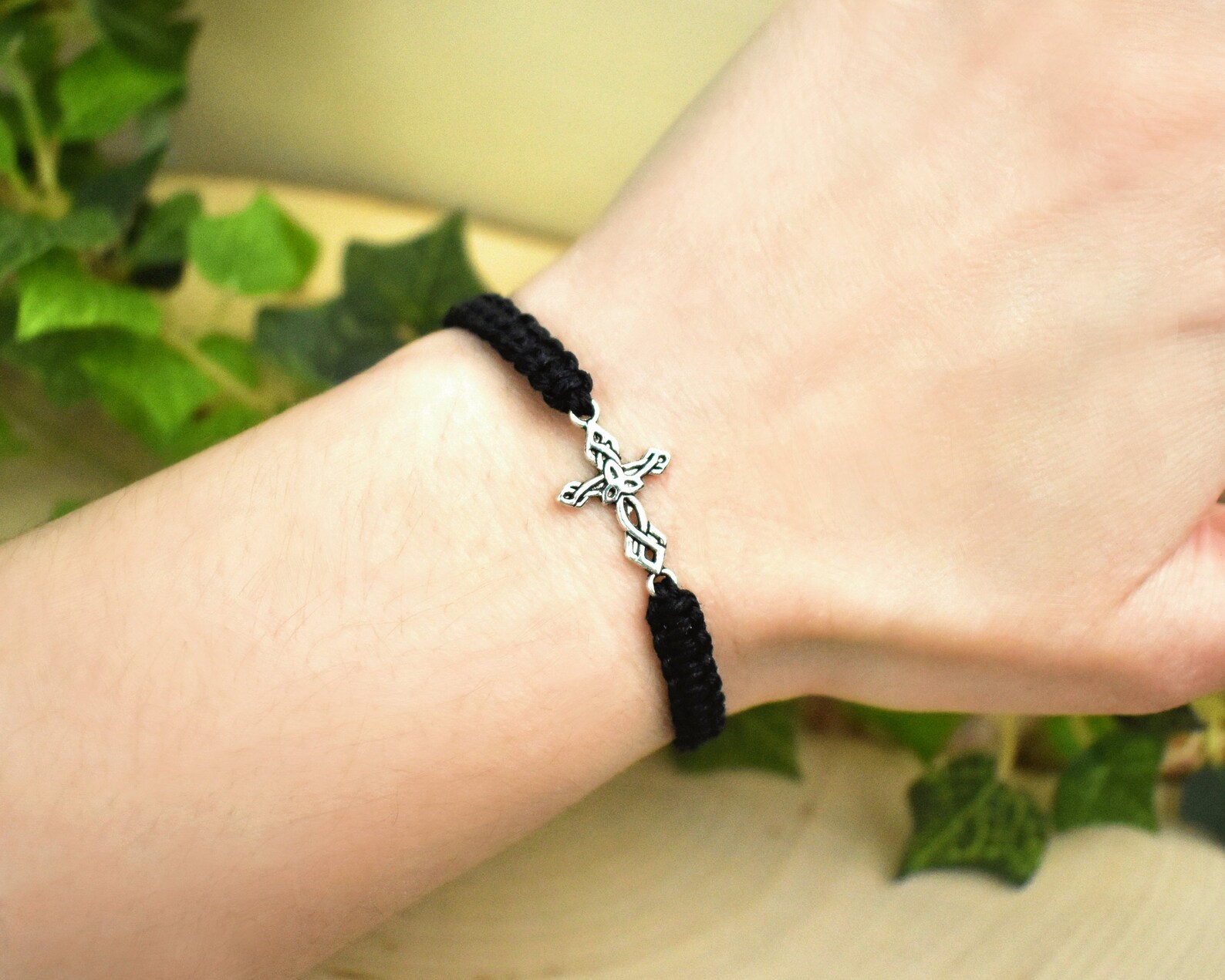 Trinity Knot Cross Bracelet for Men or Women - Adjustable Hemp Cord ...