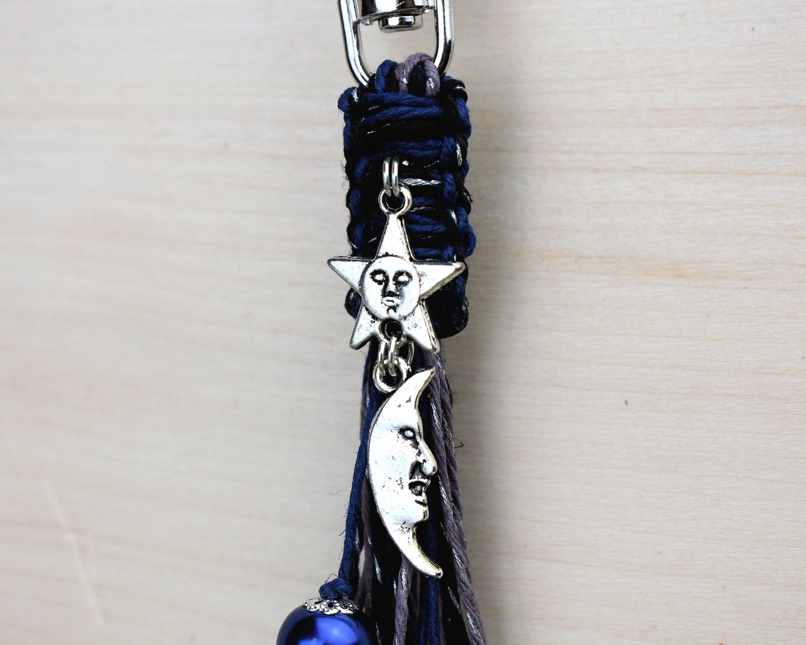 Celestial Boho Keychain for Women Moon and Star Purse Charm - Etsy