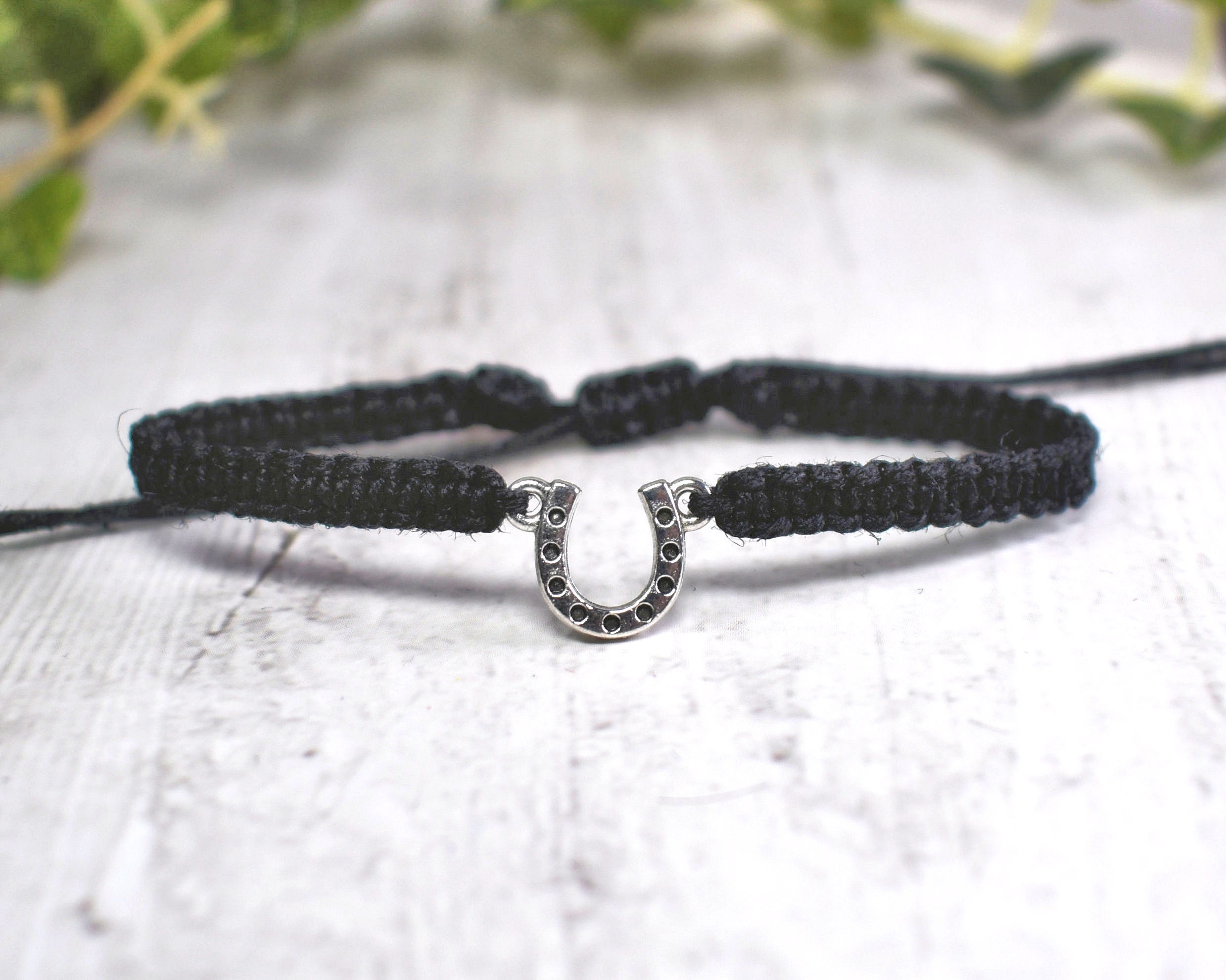 Horseshoe Bracelet - Adjustable Hemp Good Luck Jewelry for Horseshoe Bracelet - Adjustable Hemp Good Luck Jewelry for