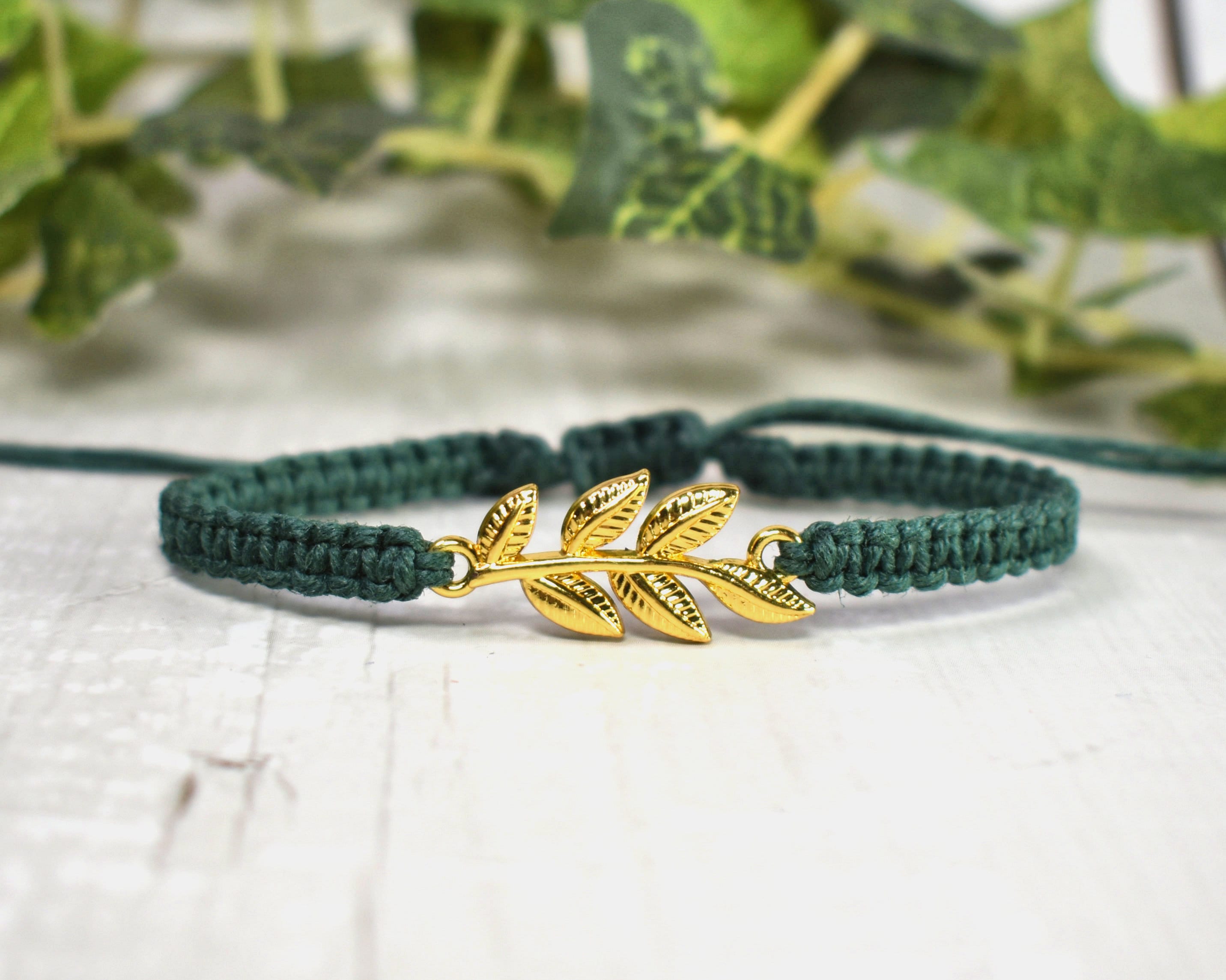 Leafy Branch Bracelet for Men or Women, Adjustable Hemp Jewelry for ...