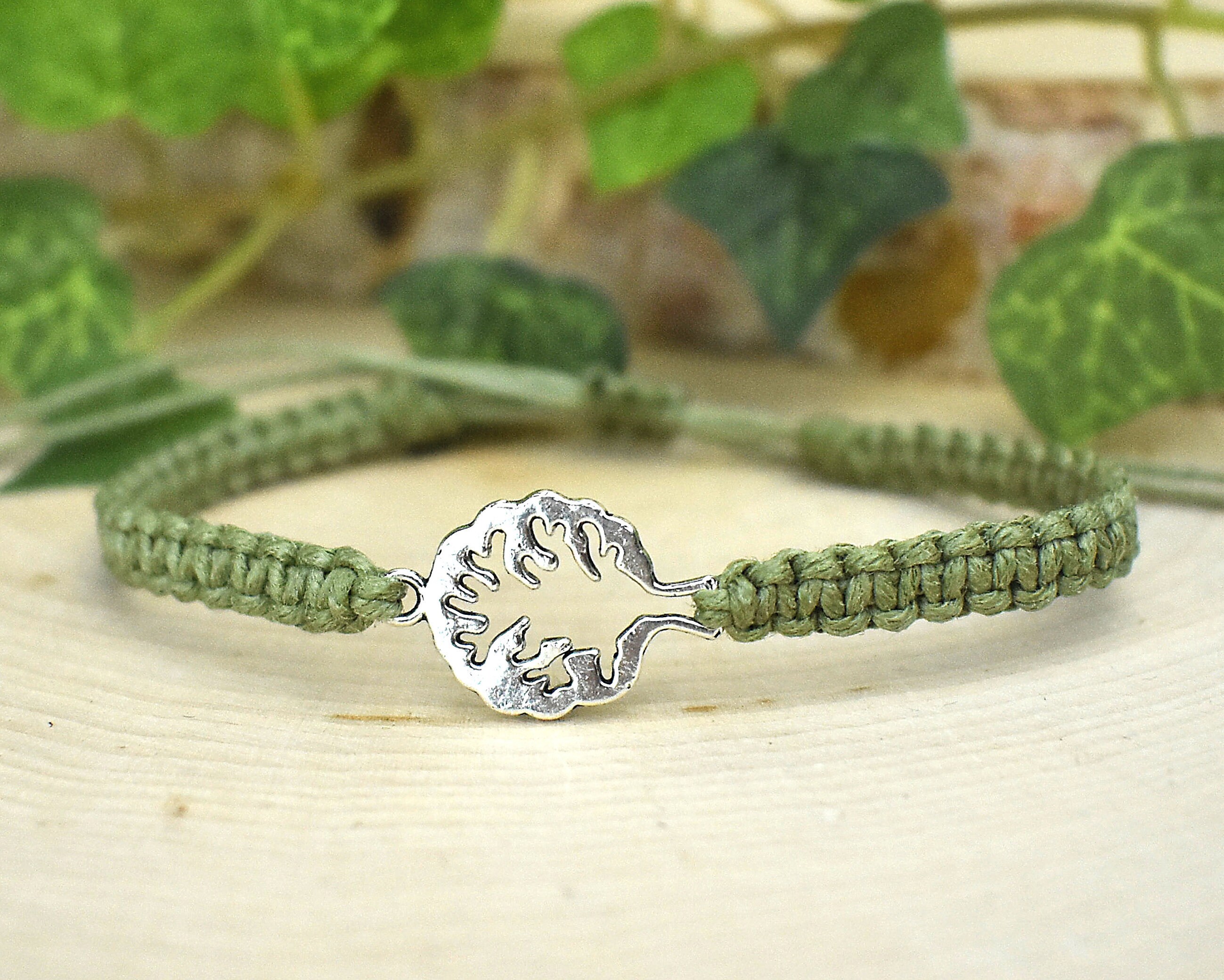 Oak Tree Bracelet for Men or Women - Adjustable Hemp Bracelet - Nature ...
