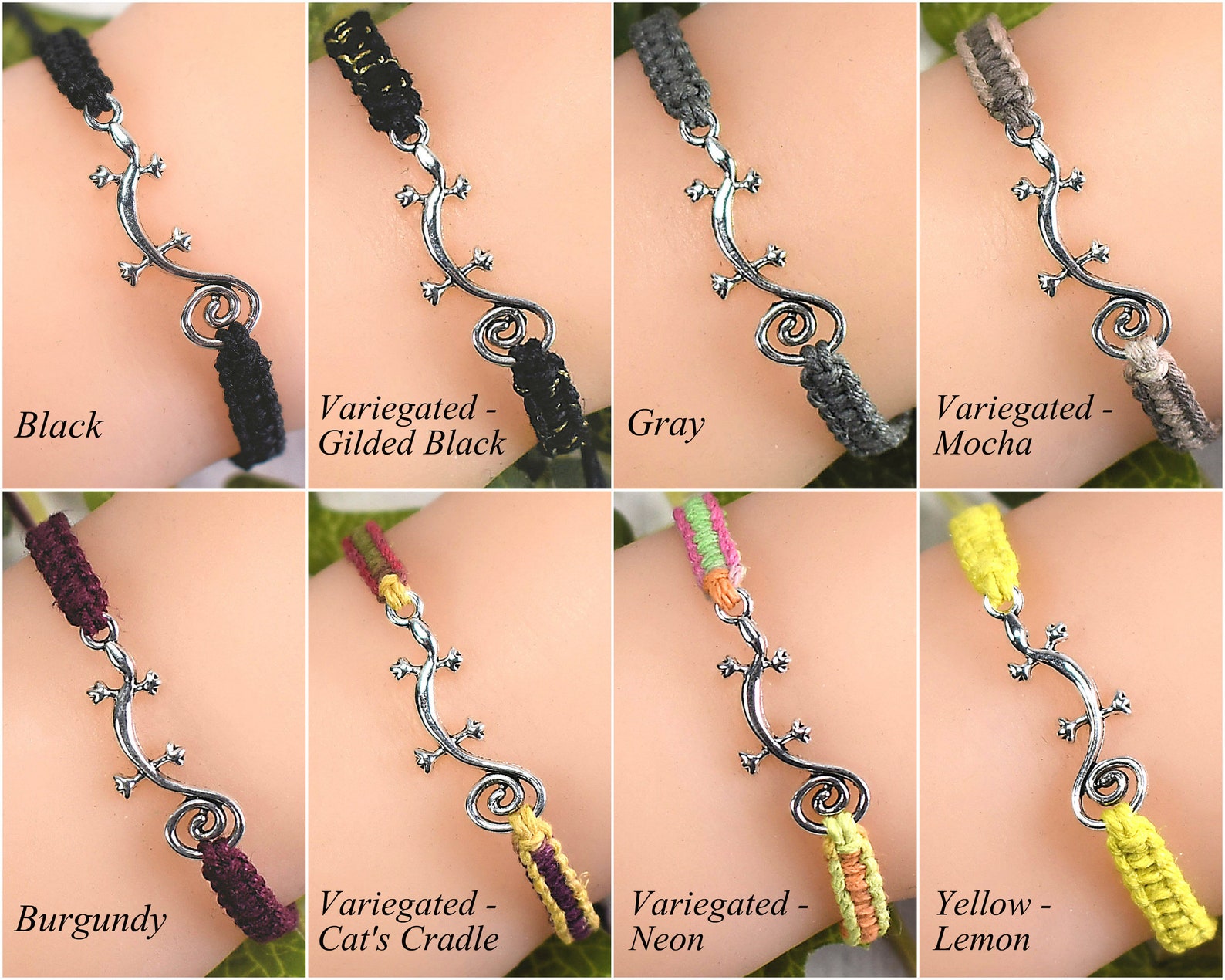 Gecko Lizard Bracelet - Adjustable Hemp Jewelry - Lizard Jewelry Gift ...